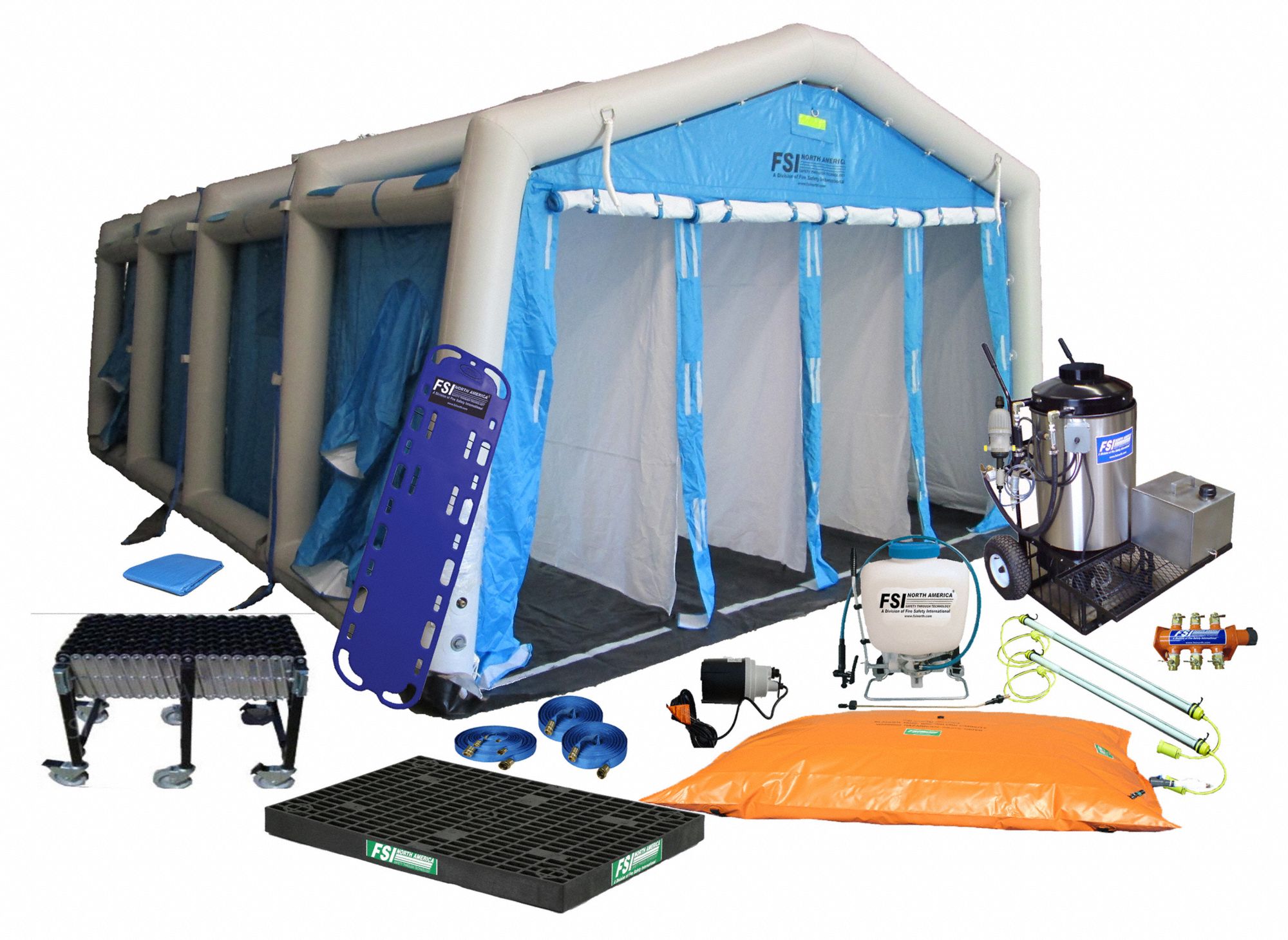 FSI, 4 Stations, 24 Spray Heads, Decontamination Shower - 46MN67 ...