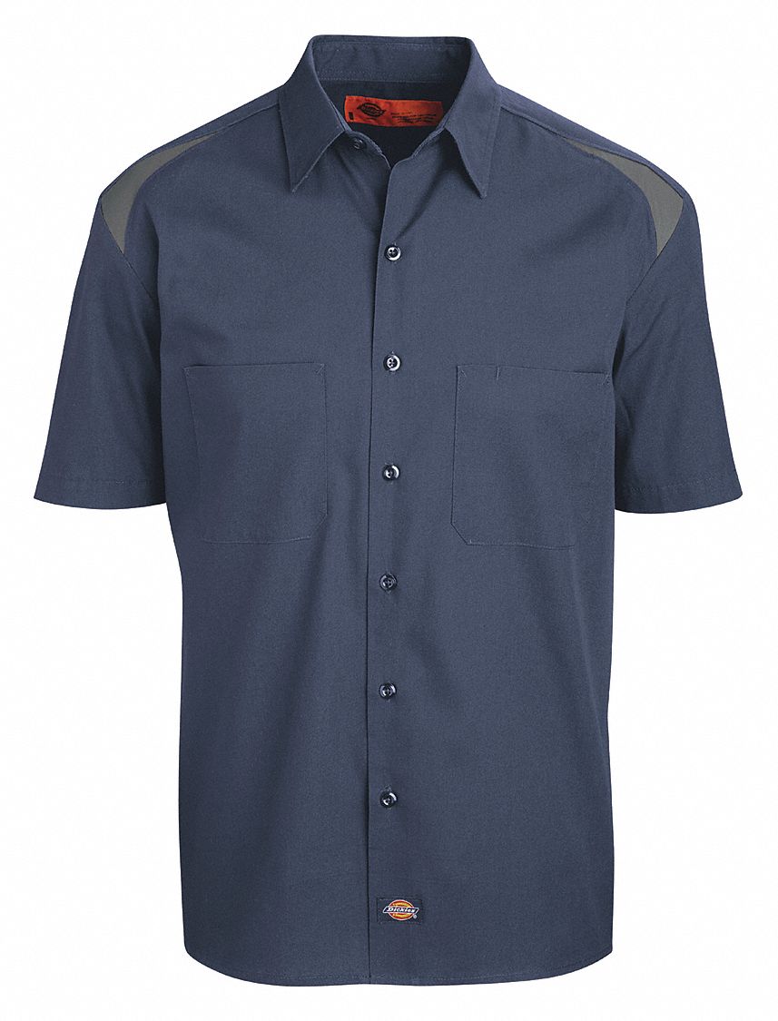 Short Sleeve Shirt,Dark Navy Smoke,L - Grainger
