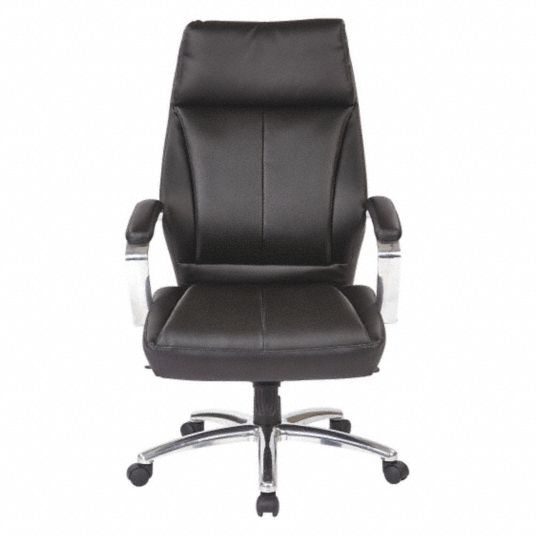 Desk Chair, Desk Chair, Black, Leather, 19 in to 21 in Nominal Seat ...