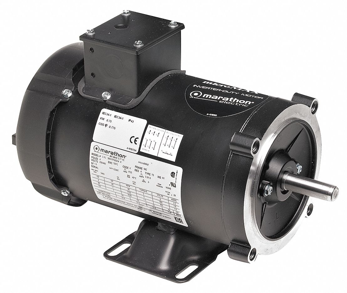 Vector Motor, 3 HP, Speed Range 20:1 CT, Nameplate RPM 1760, Max. Speed ...