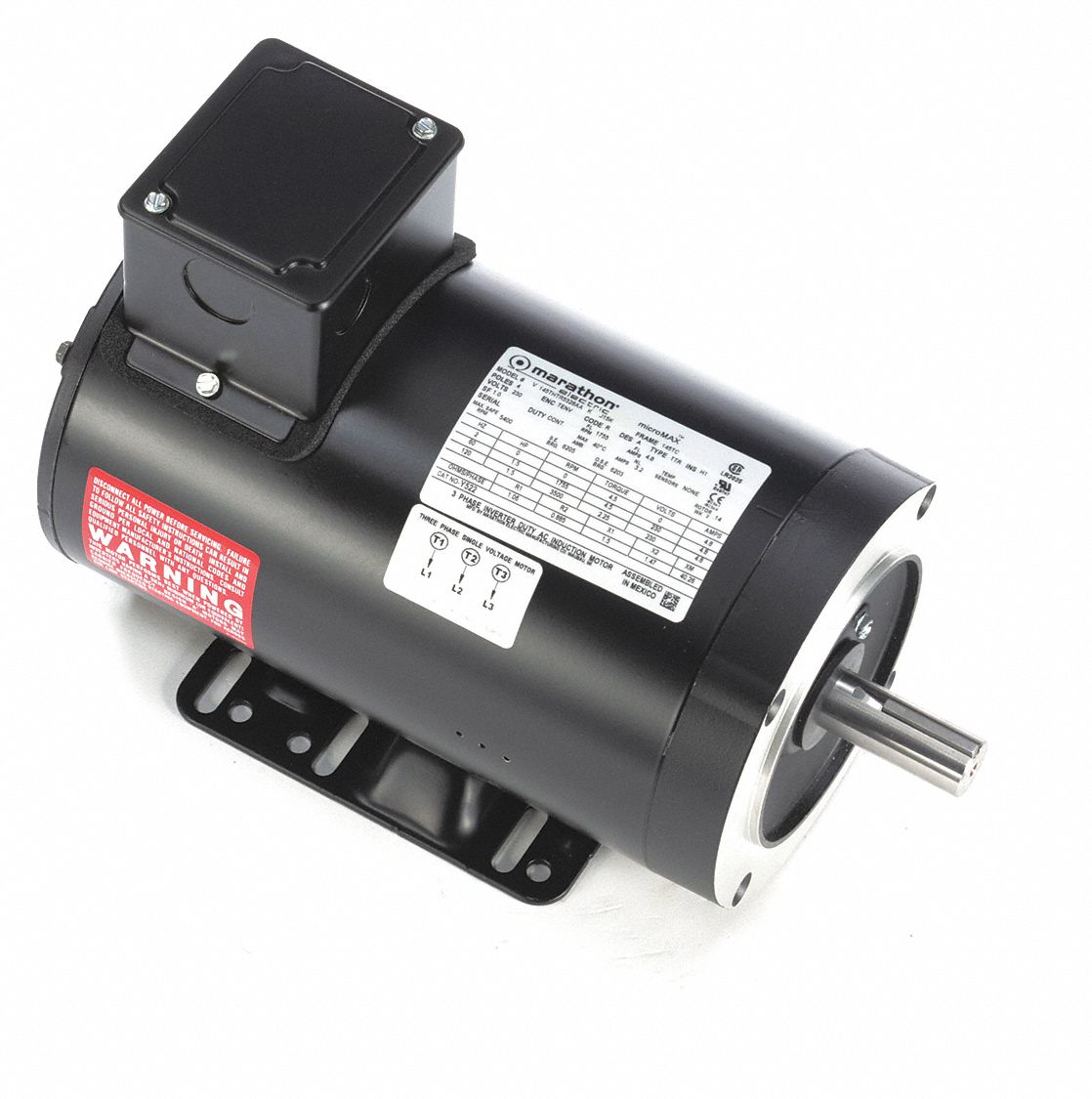 Vector Motor, 1-1/2 HP, Speed Range 1000:1 CT, Nameplate RPM 1755, Max ...