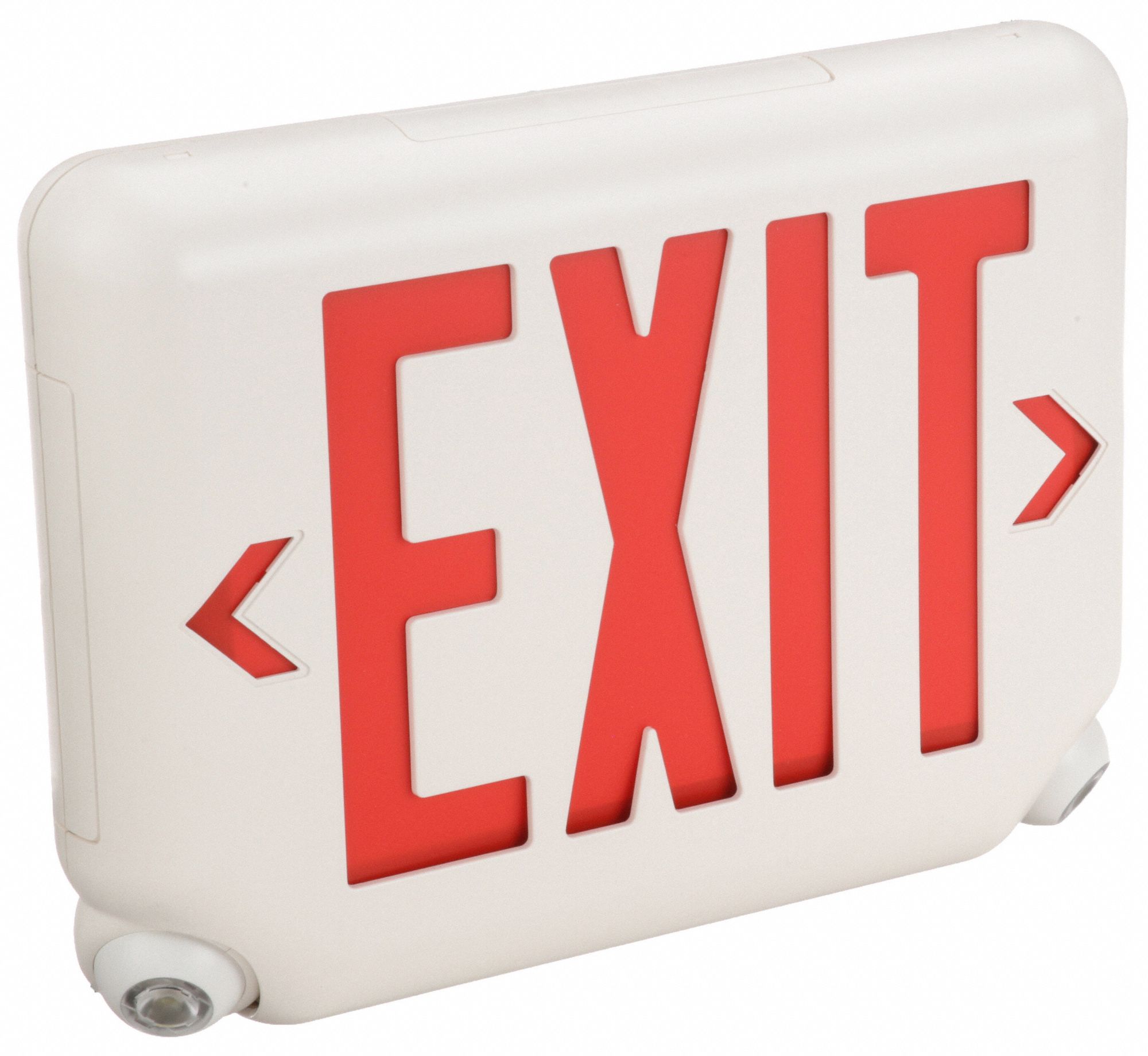 White, 2 Faces, Exit Sign with Emergency Lights - 46T225|EVCURW - Grainger
