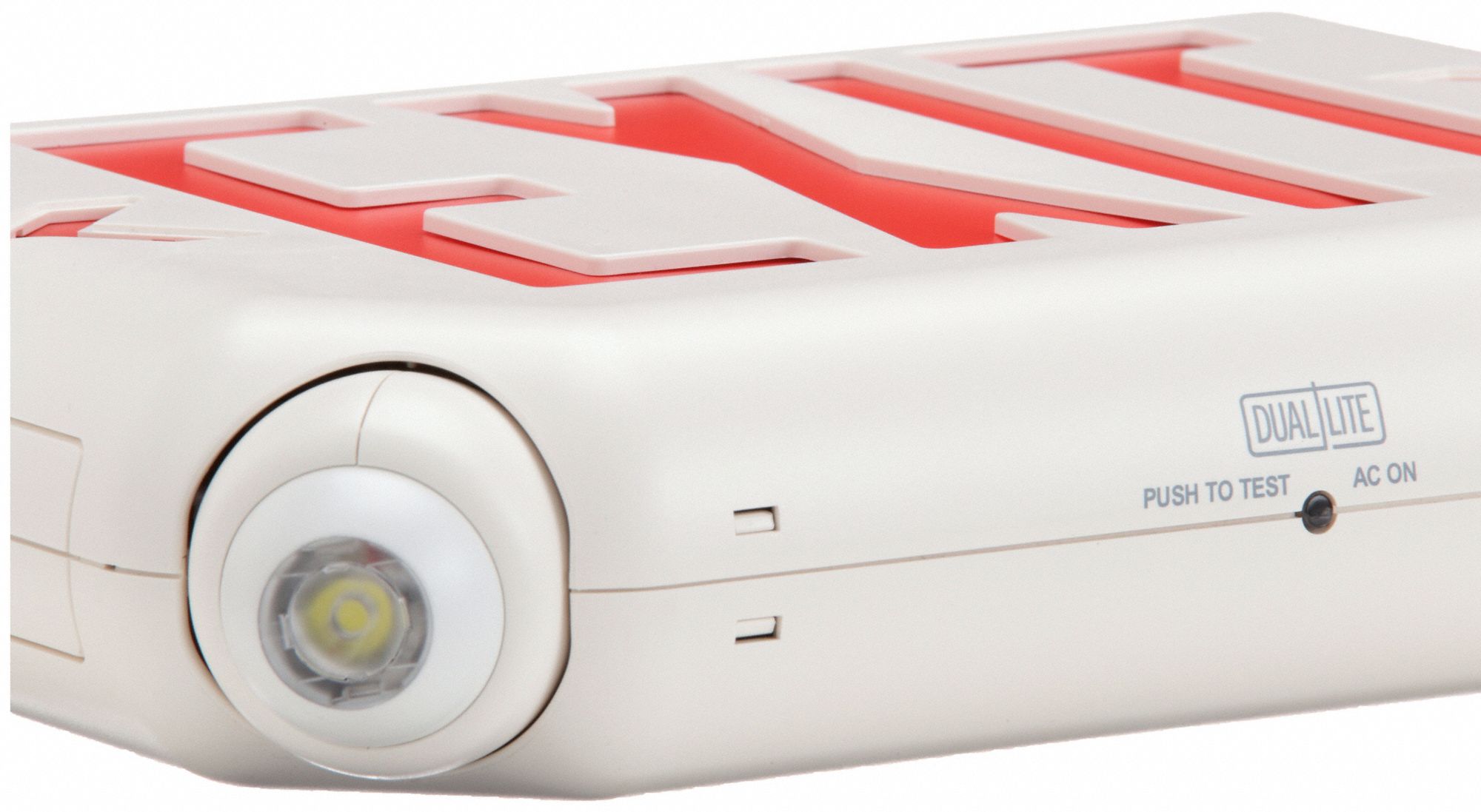 DUAL-LITE Exit Sign with Emergency Lights: White, 2 Faces, Red, LED ...