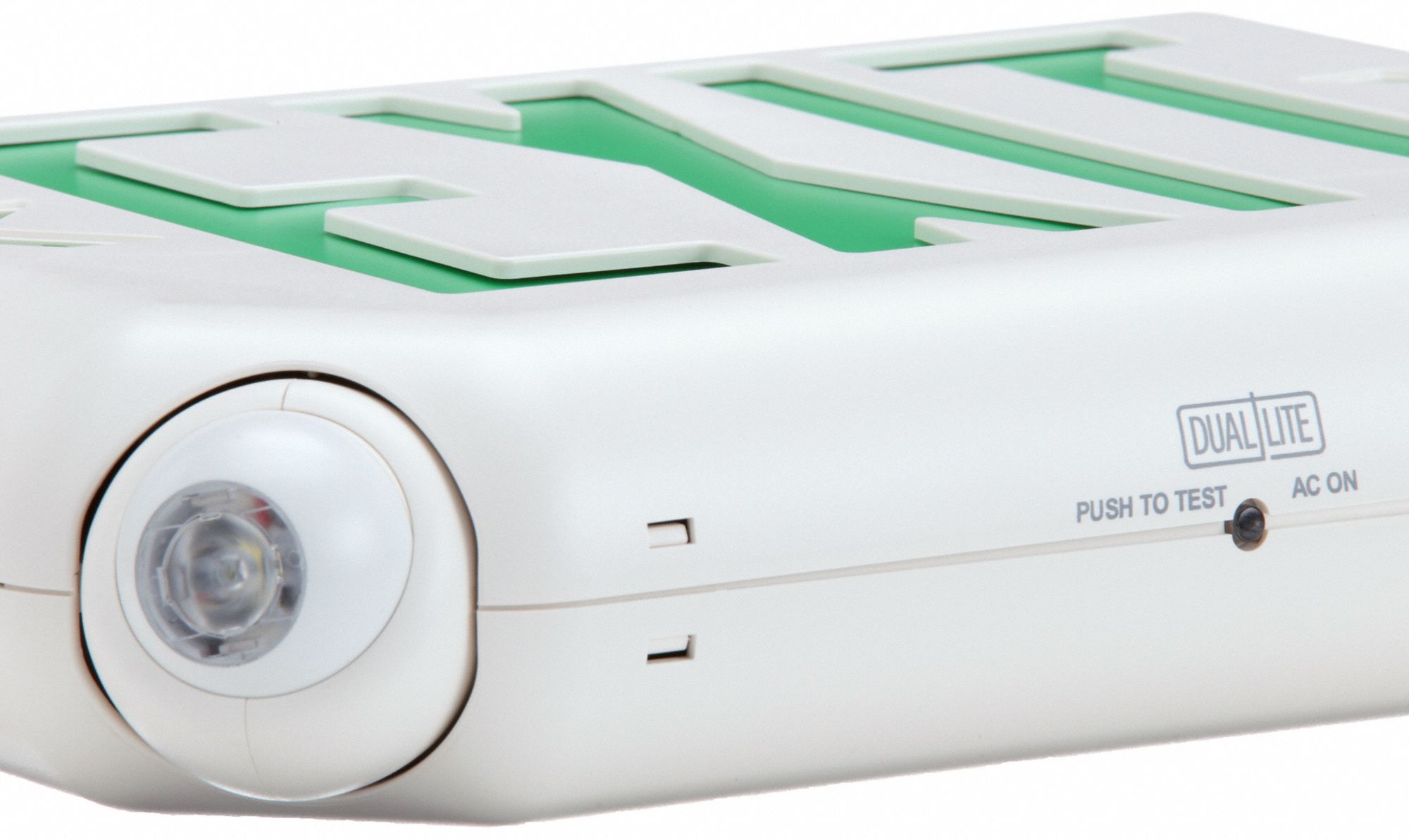 DUAL-LITE Exit Sign with Emergency Lights: White, 2 Faces, Green, LED ...