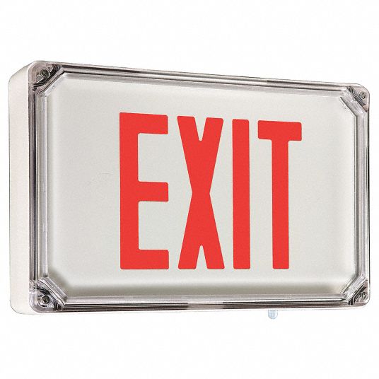 DUAL-LITE Exit Sign: With Battery Backup, Red, 2 Faces, Aluminum ...