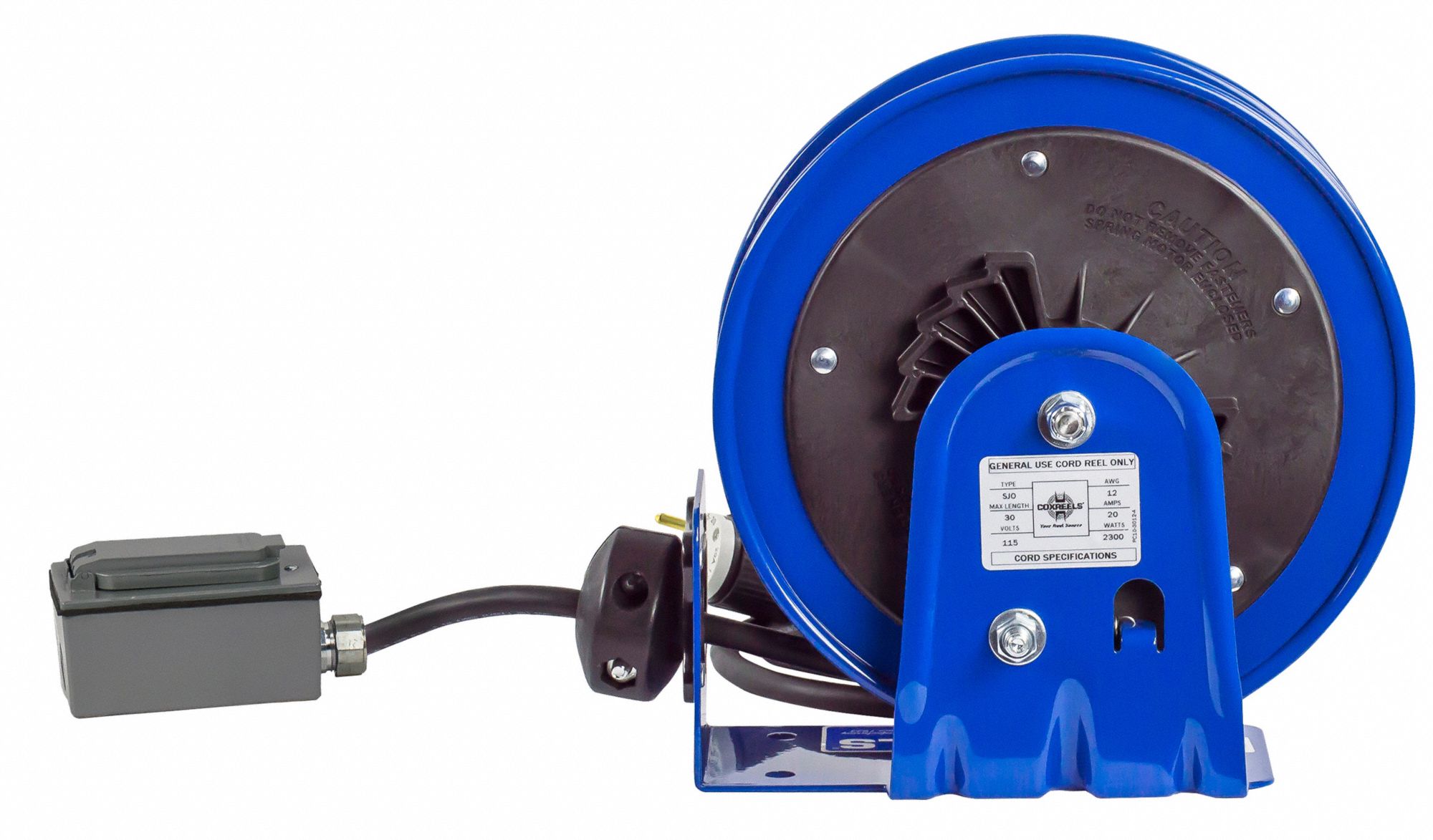COXREELS Retractable Cord Reel, 120V AC, Duplex GFCI Box Receptacle, 30 ...