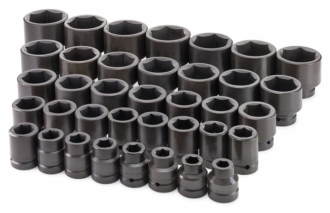 SK PROFESSIONAL TOOLS, 1 in Drive Size, 37 Pieces, Impact Socket Set ...