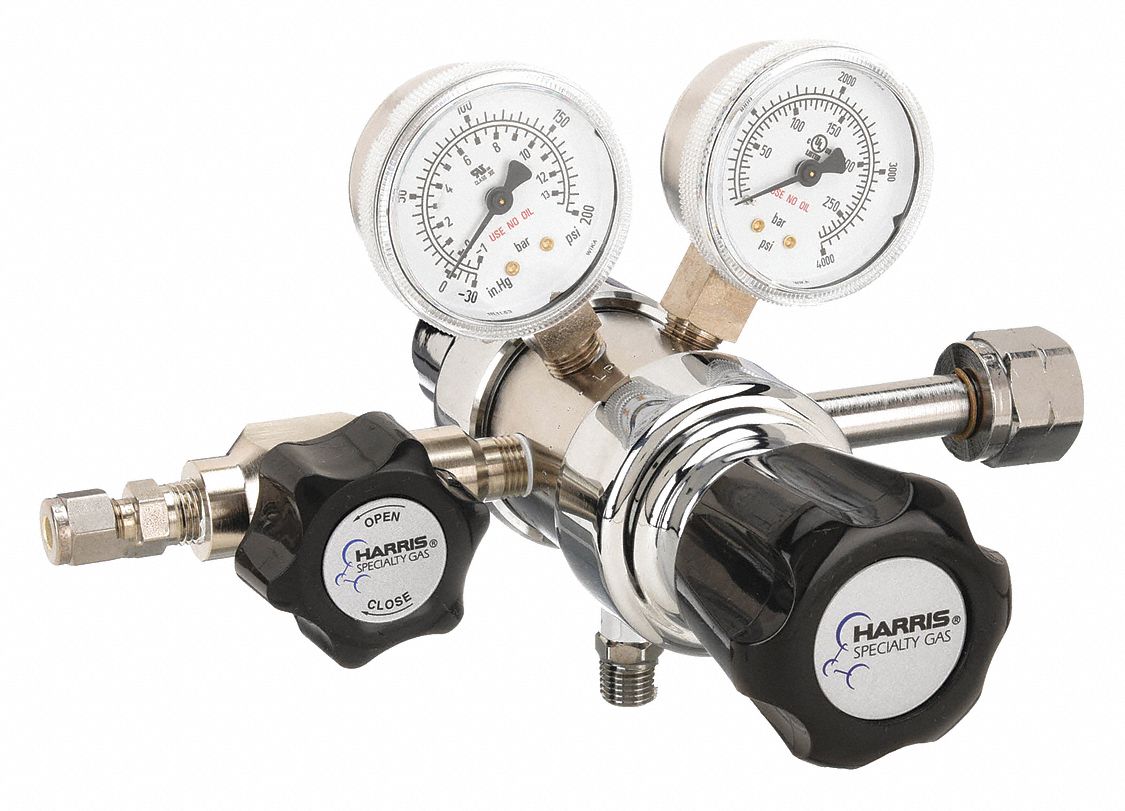 HARRIS, Two Stage, CGA 350 Inlet, High Purity Gas Regulator - 46Z532 ...