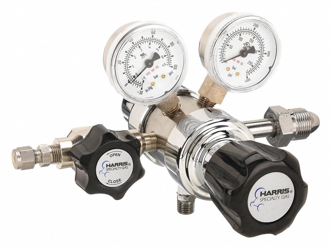 HARRIS, Two Stage, CGA 580 Inlet, High Purity Gas Regulator - 46Z534 ...