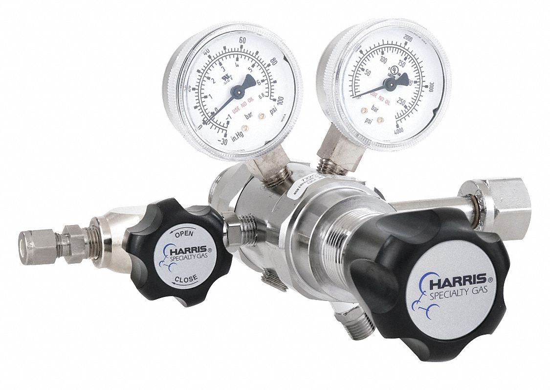 HARRIS Oxygen, Specialty Gas Lab Regulator, CGA-540, Two Stage, Chrome ...