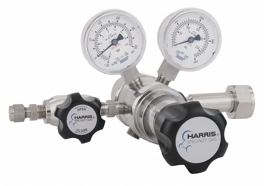 HARRIS, Two Stage, CGA 660 Inlet, High Purity Gas Regulator - 46Z584 ...