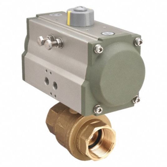 1 1/4 in Spring Return Pneumatic Actuated Ball Valve, 2-Piece - Grainger