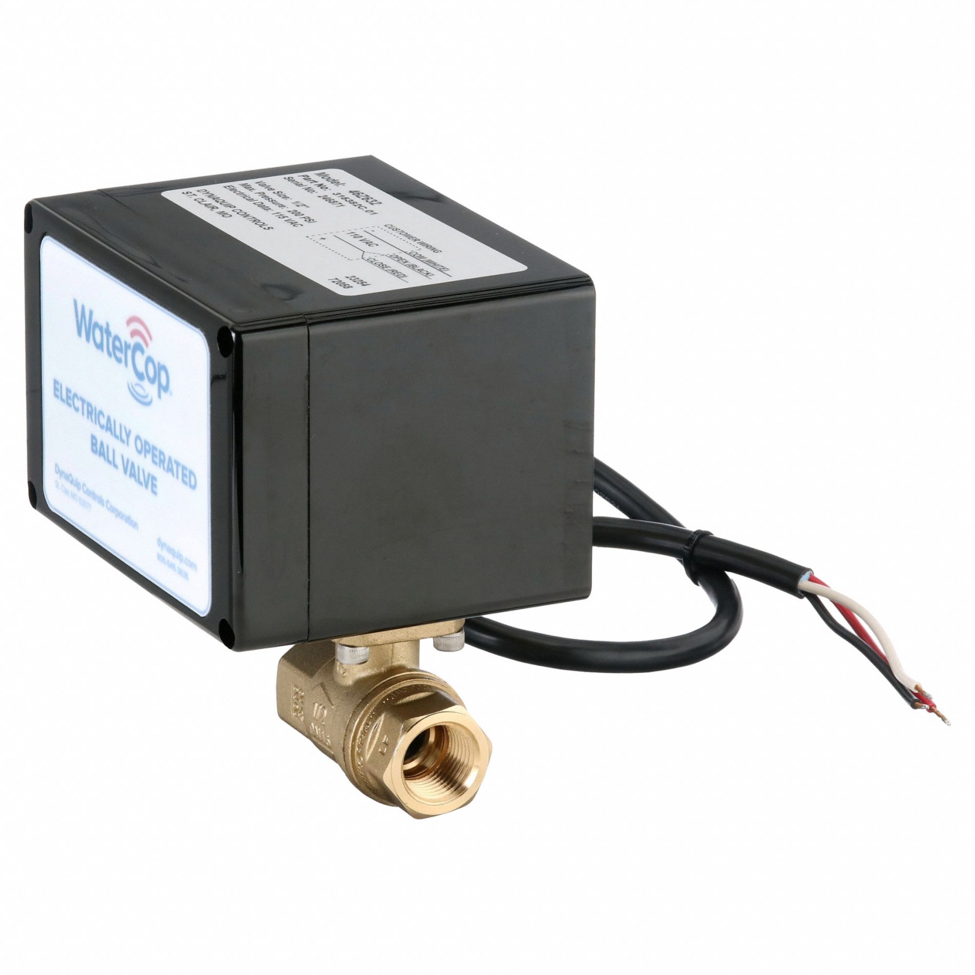 WATERCOP, 1/2 in, Brass, Electrically Actuated Two-Way Ball Valve ...