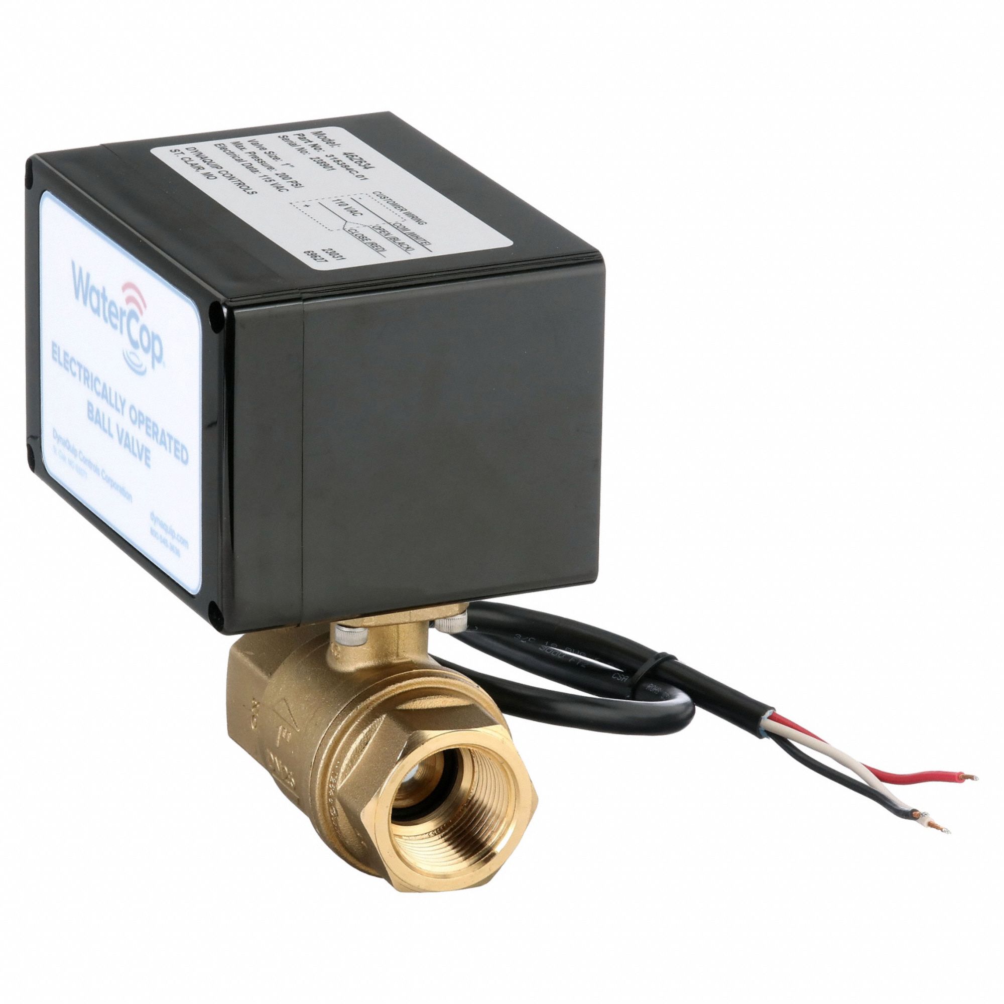 WATERCOP, 1 in, Brass, Electrically Actuated Two-Way Ball Valve ...