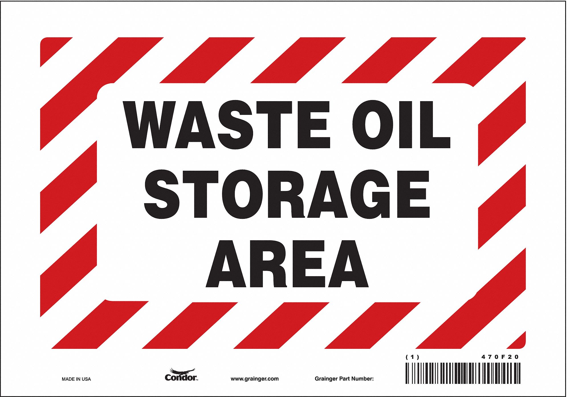 CONDOR Safety Sign, Sign Format Other Format, Waste Oil Storage Area ...