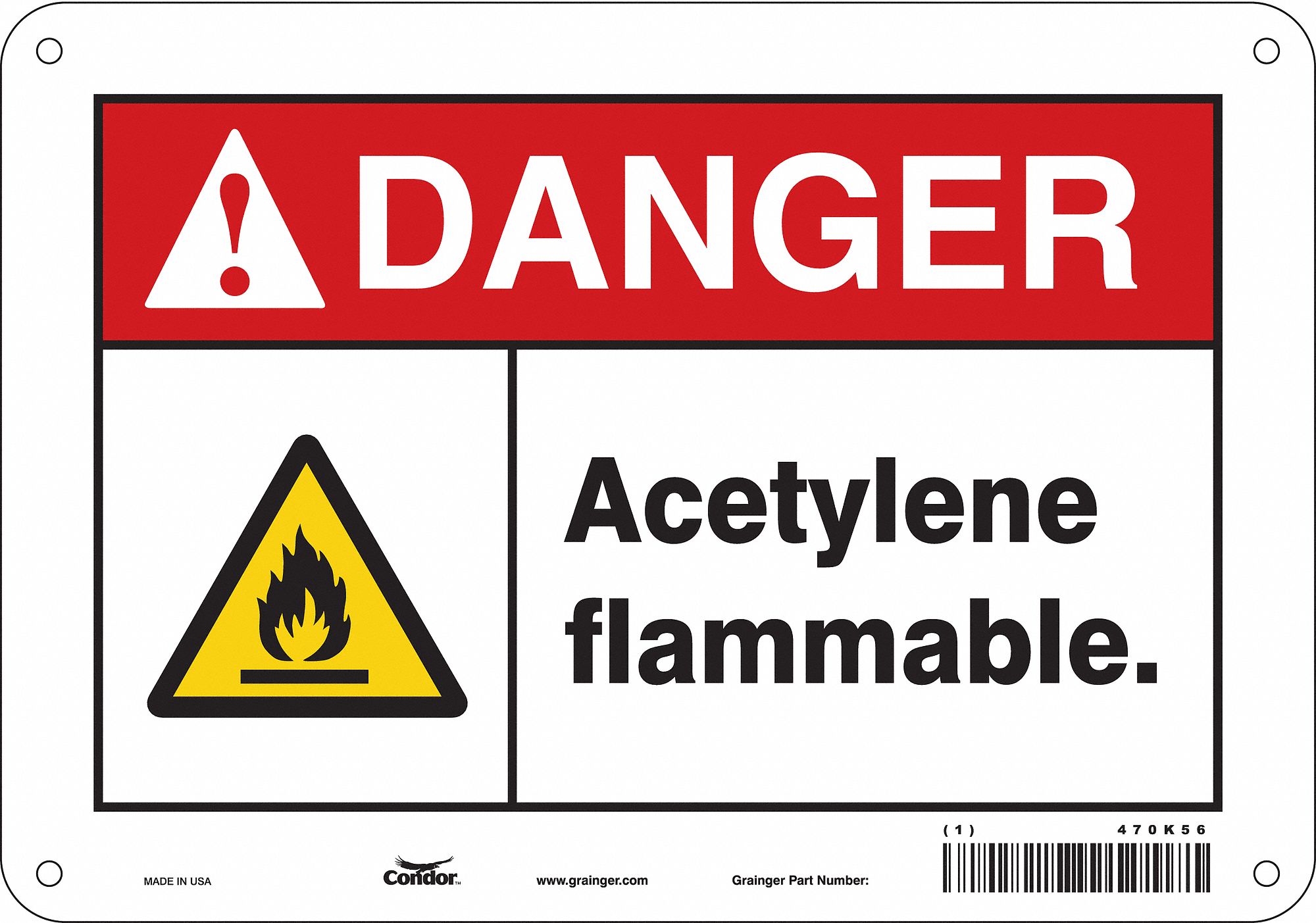 Polyethylene, Mounting Holes Sign Mounting, Safety Sign - 470K56|470K56 ...