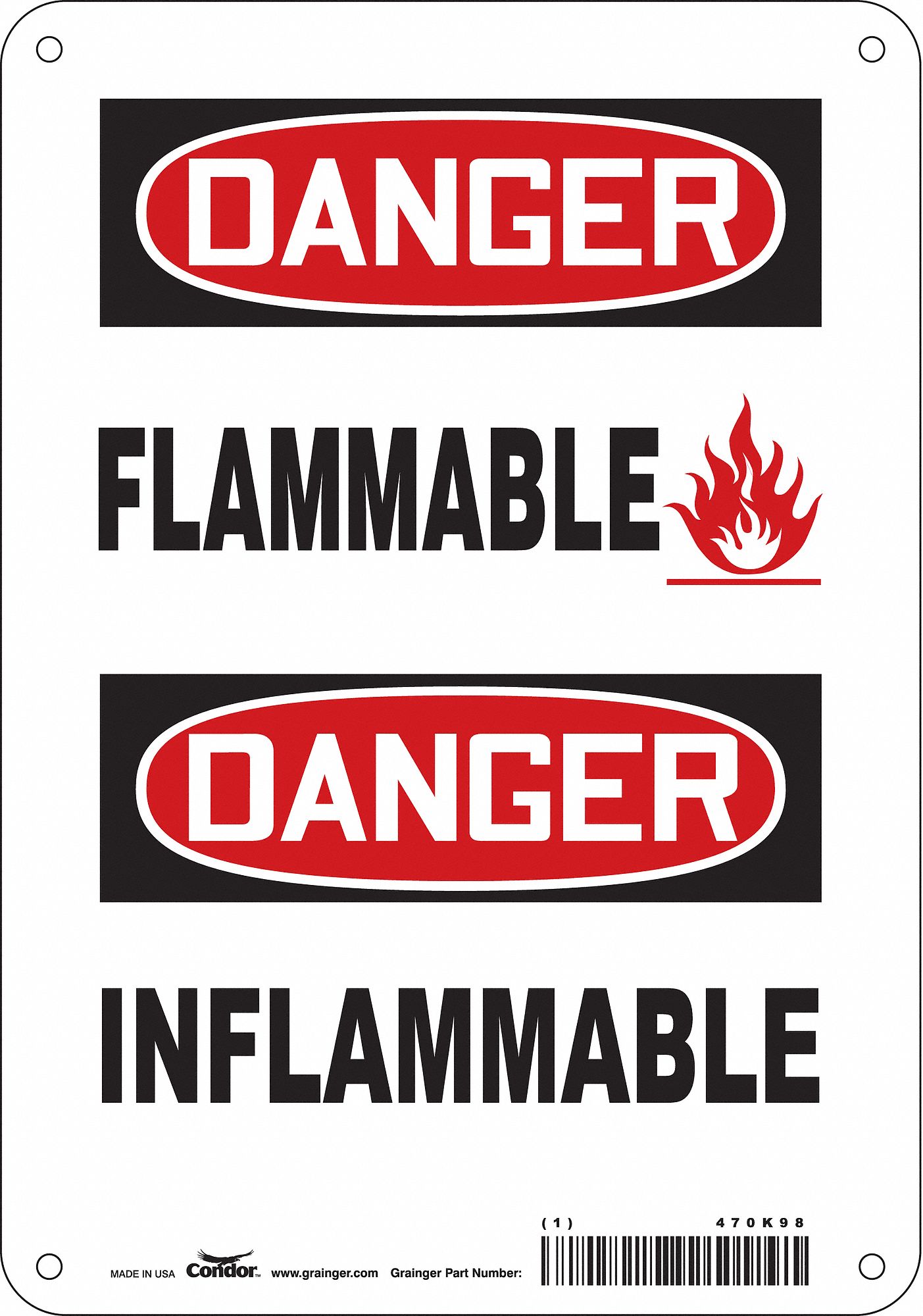 Polyethylene, Mounting Holes Sign Mounting, Safety Sign - 470K98|470K98 ...