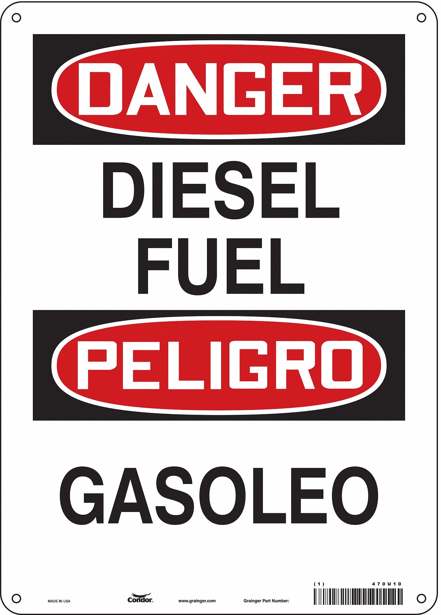 Polyethylene, Mounting Holes Sign Mounting, Safety Sign - 470U10|470U10 ...