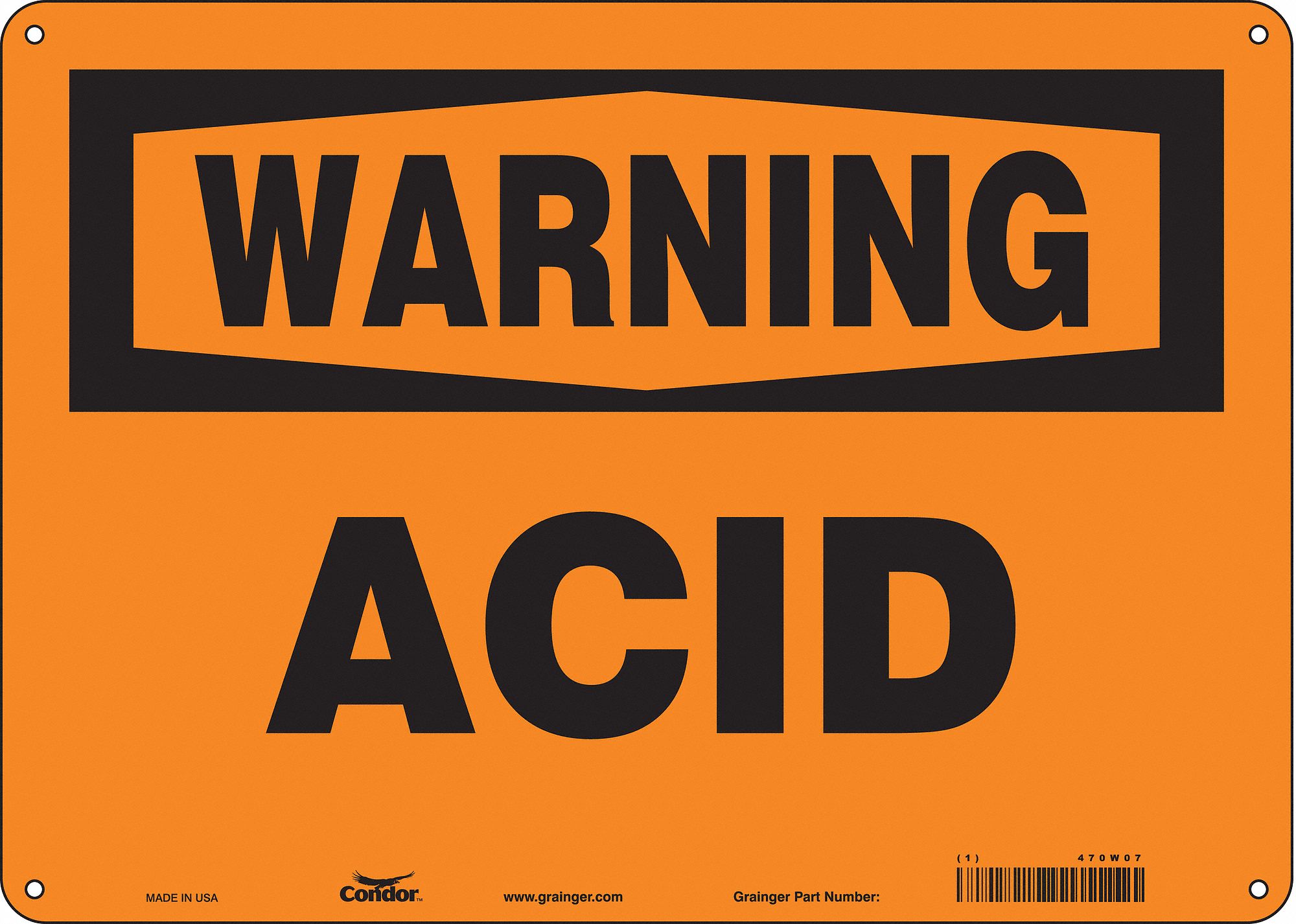 Polyethylene, Mounting Holes Sign Mounting, Safety Sign - 470W07|470W07 ...