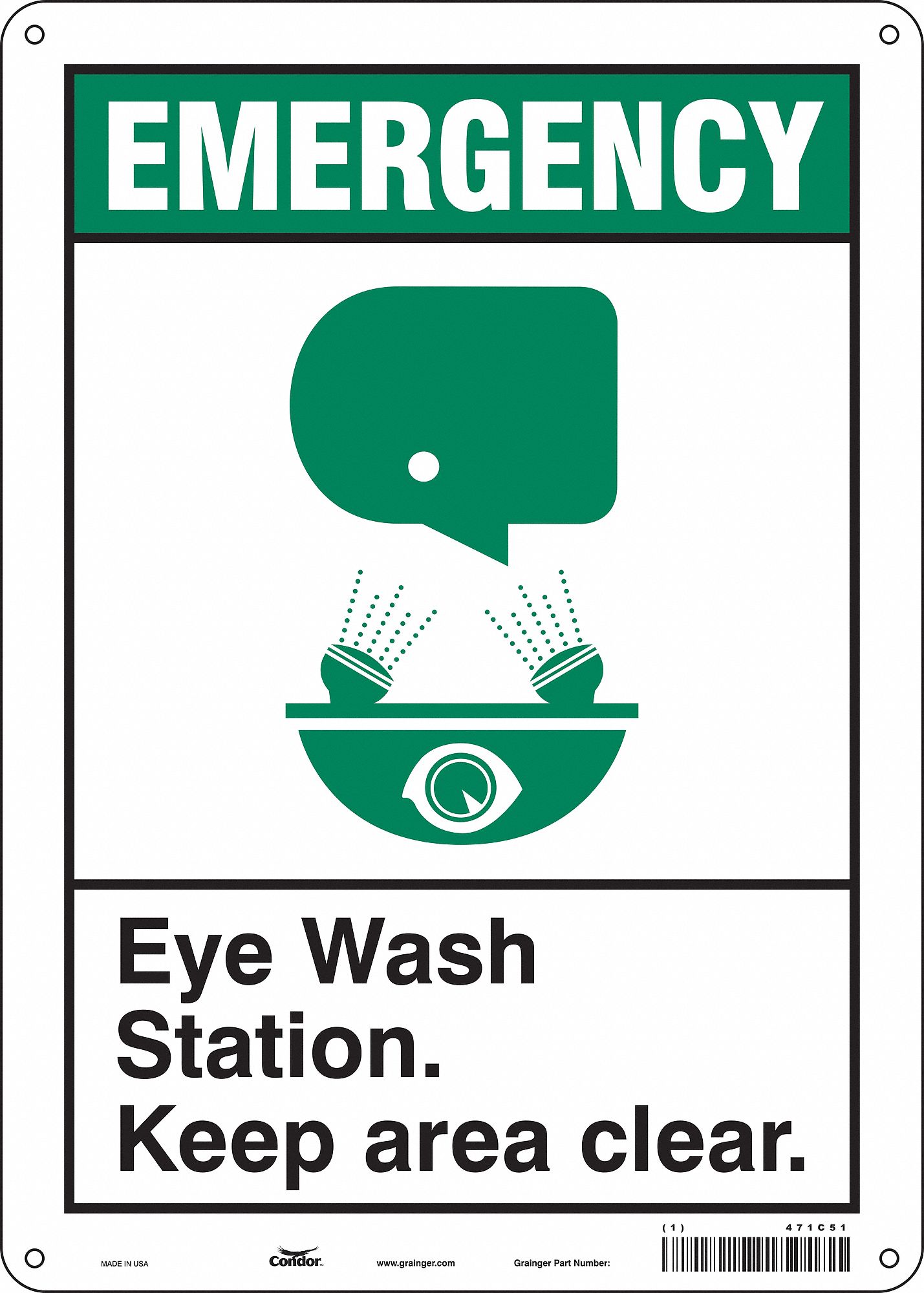 Polyethylene, Mounting Holes Sign Mounting, Safety Sign - 471C51|471C51 ...