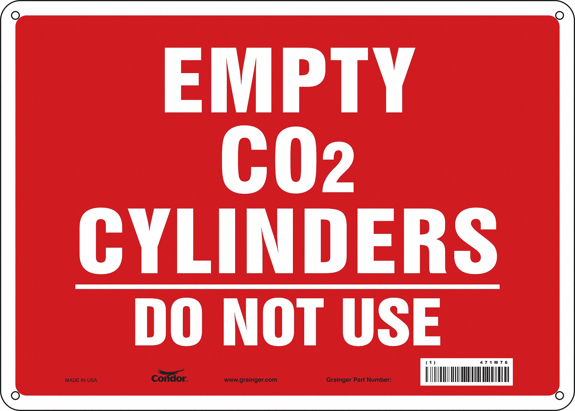 Polyethylene, Mounting Holes Sign Mounting, Safety Sign - 471M76|471M76 ...