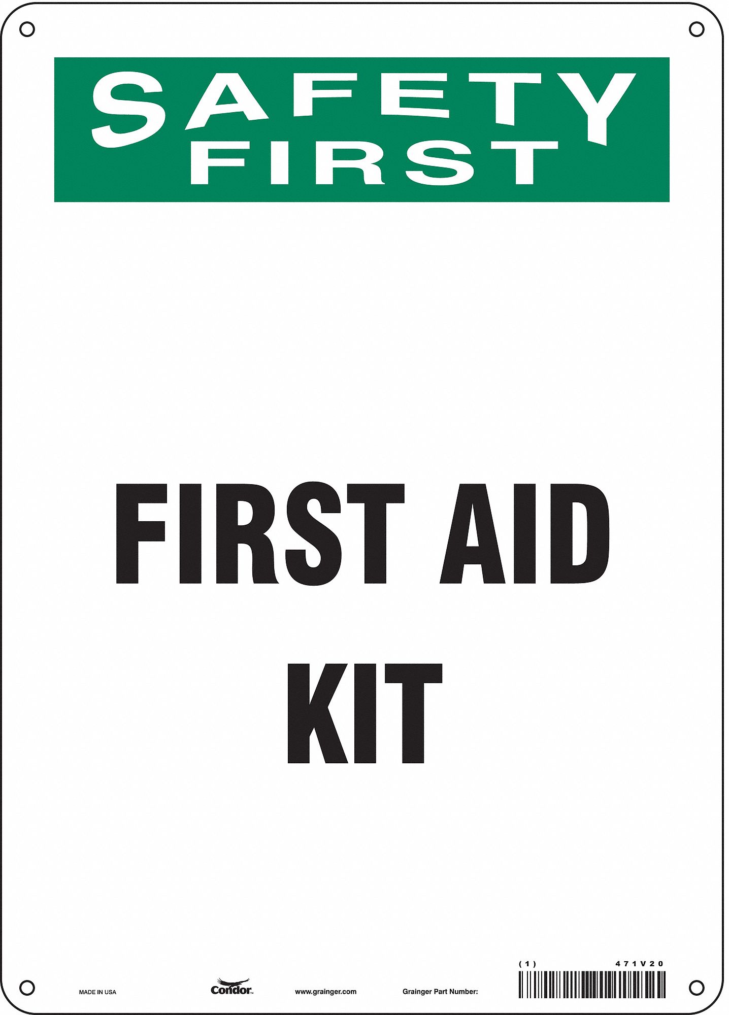 Aluminum, Mounting Holes Sign Mounting, Safety Sign - 471V20|471V20 ...