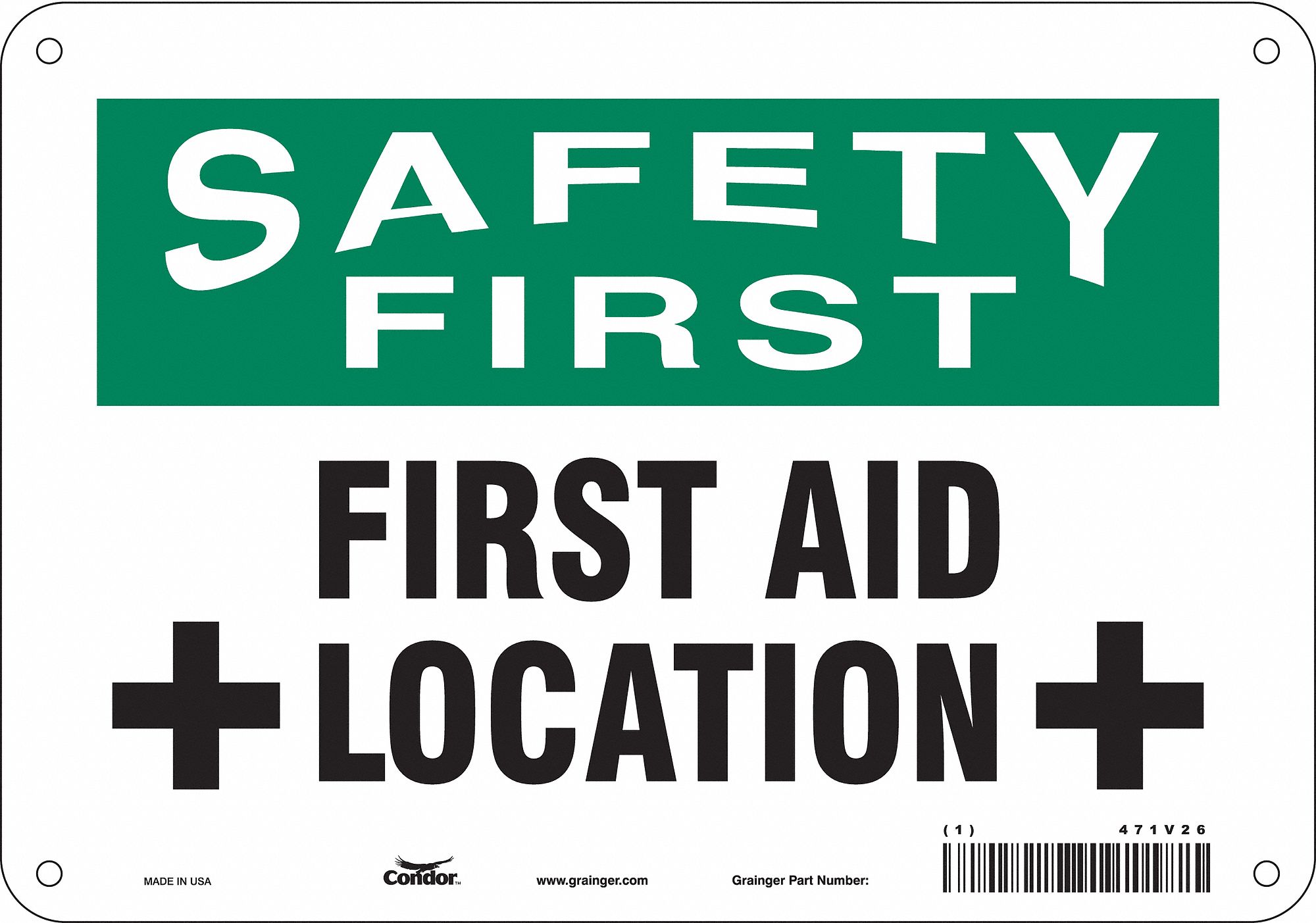 Aluminum, Mounting Holes Sign Mounting, Safety Sign - 471V26|471V26 ...