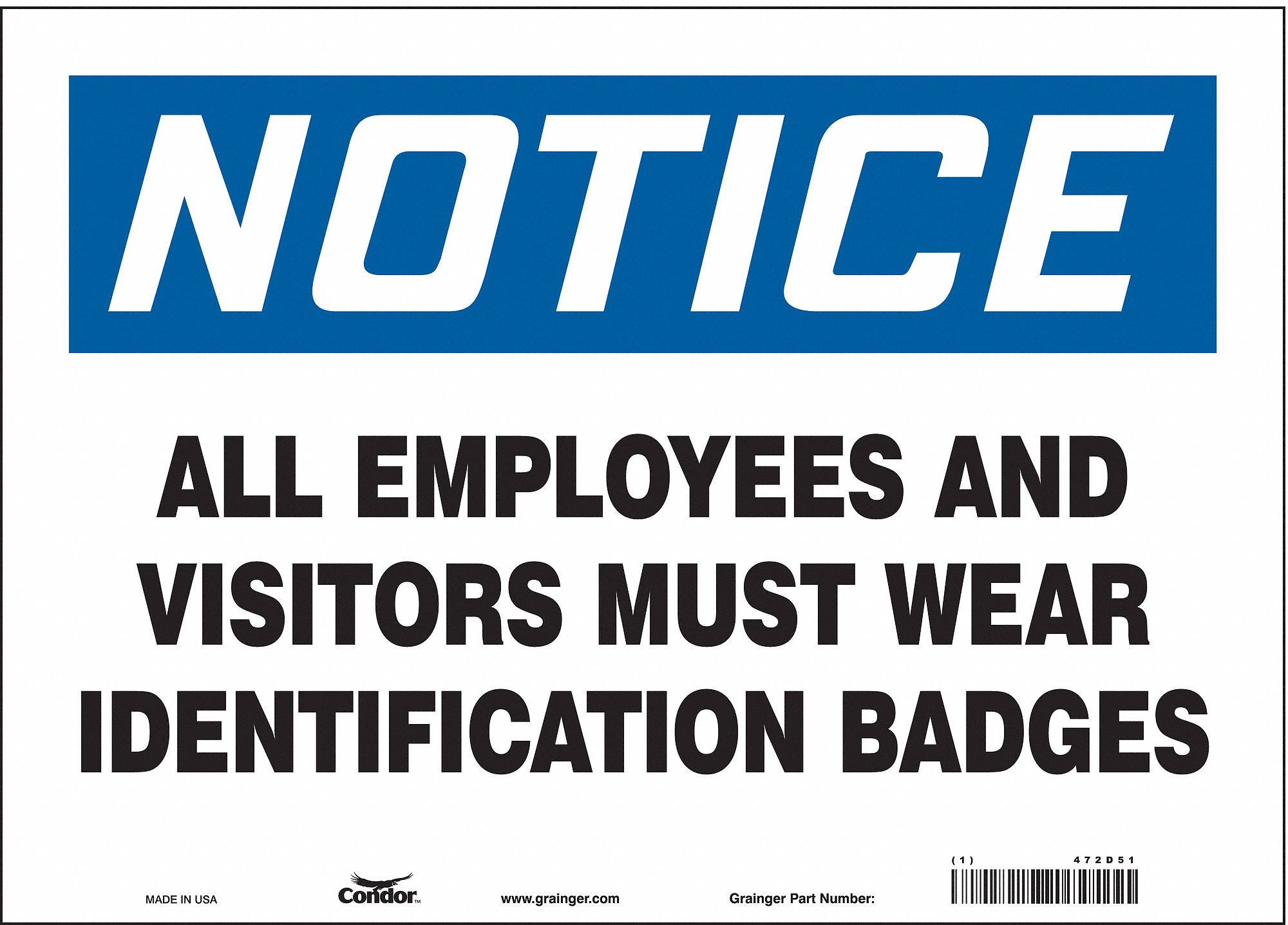 Vinyl, Adhesive Sign Mounting, Safety Sign - 472D51|472D51 - Grainger