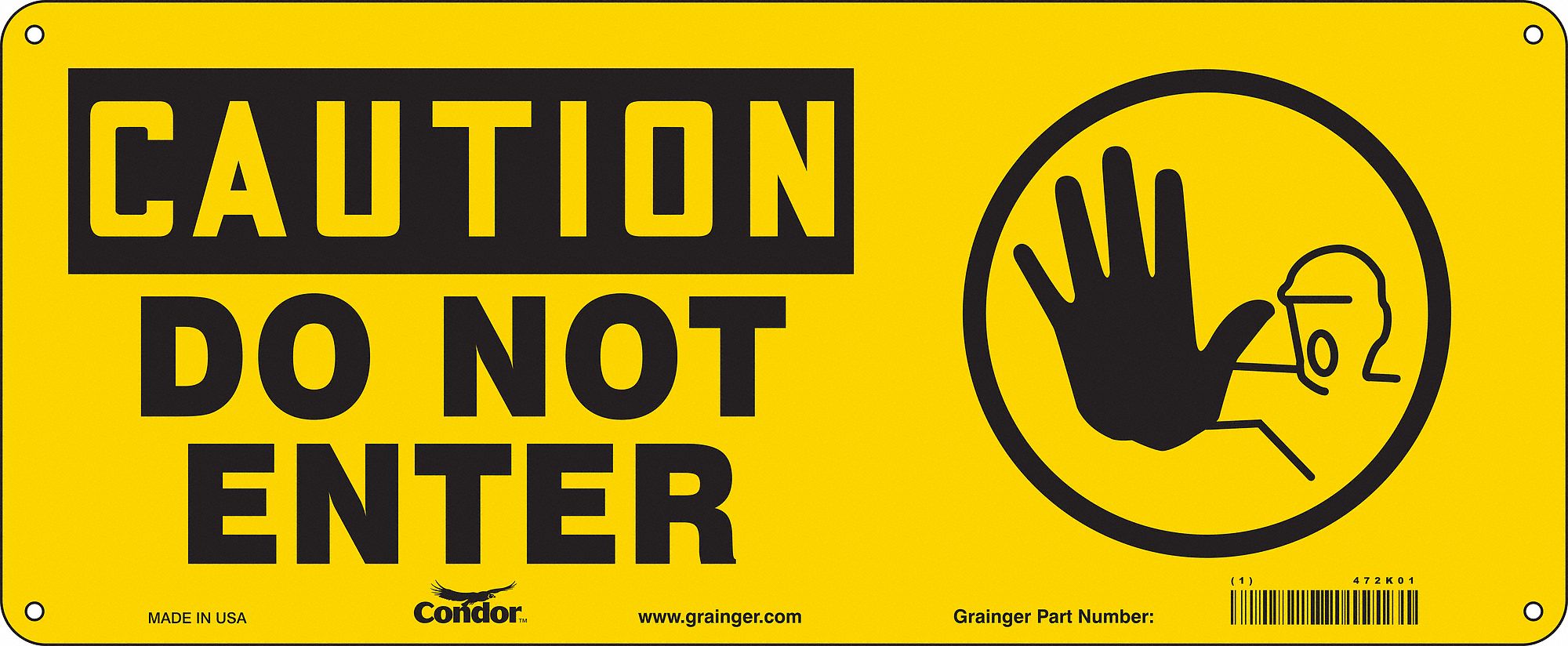 Aluminum, Mounting Holes Sign Mounting, Safety Sign - 472K01|472K01 ...