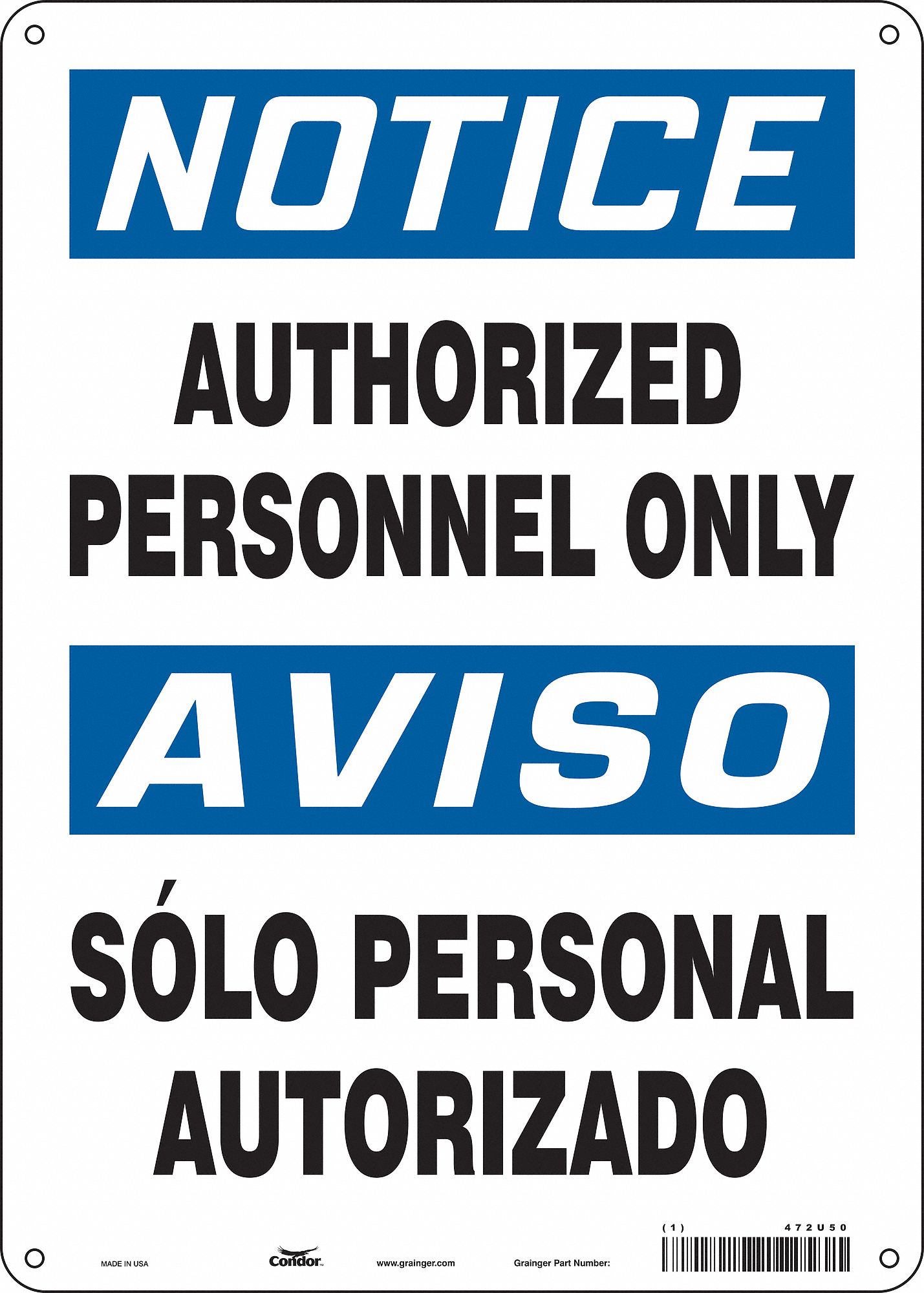 CONDOR Safety Sign, Sign Format Traditional OSHA, Authorized Personnel ... CONDOR Safety Sign, Sign Format Traditional OSHA, Authorized Personnel ...