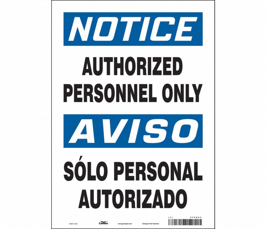 CONDOR Letrero de Seguridad,Vinilo,14" Alt - Señalamientos de Seguridad ...