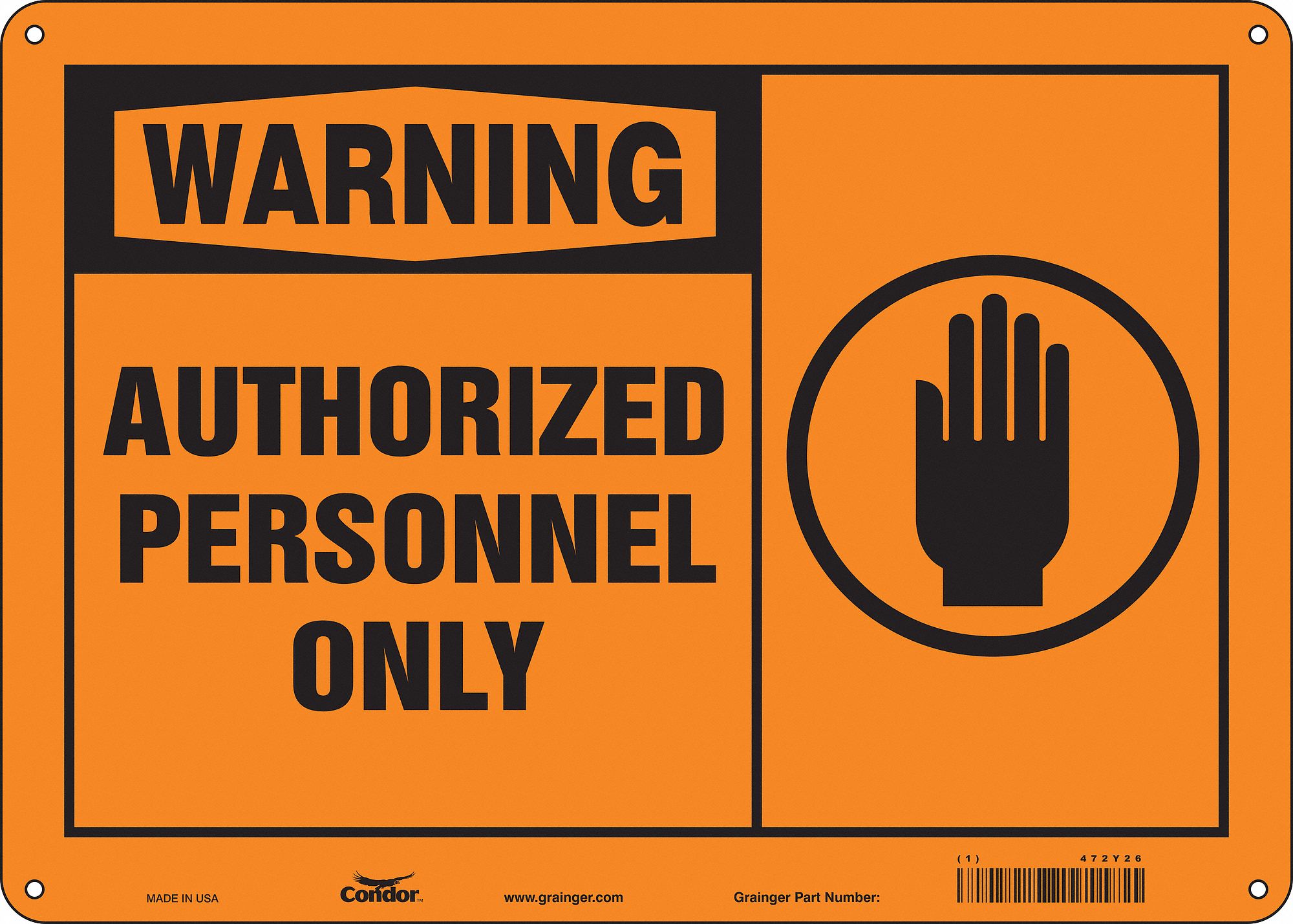 Aluminum, Mounting Holes Sign Mounting, Safety Sign - 472Y26|472Y26 ...