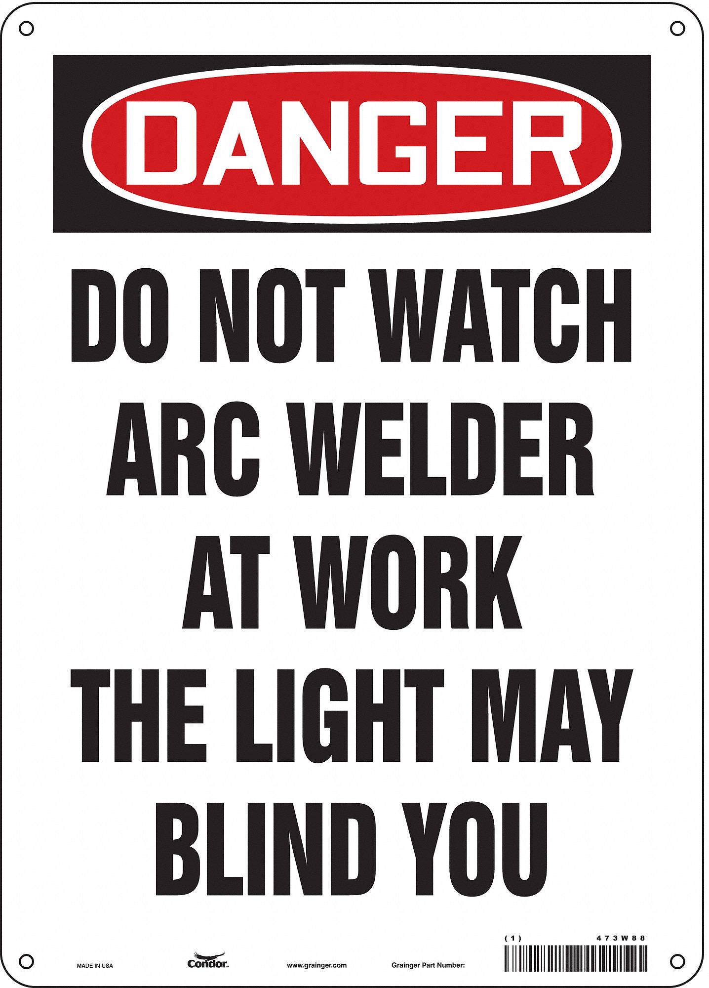 Polyethylene, Mounting Holes Sign Mounting, Safety Sign - 473W88|473W88 ...