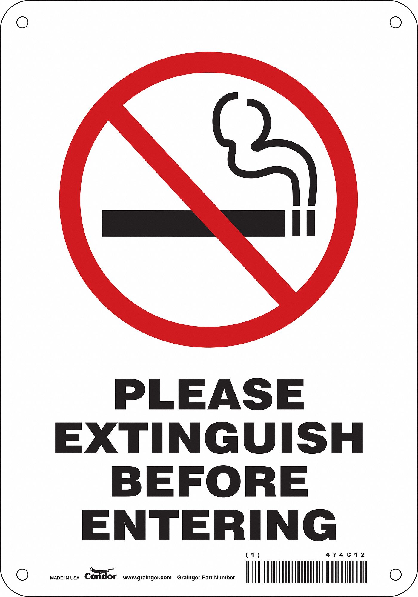 Polyethylene, Mounting Holes Sign Mounting, Safety Sign - 474C12|474C12 ...