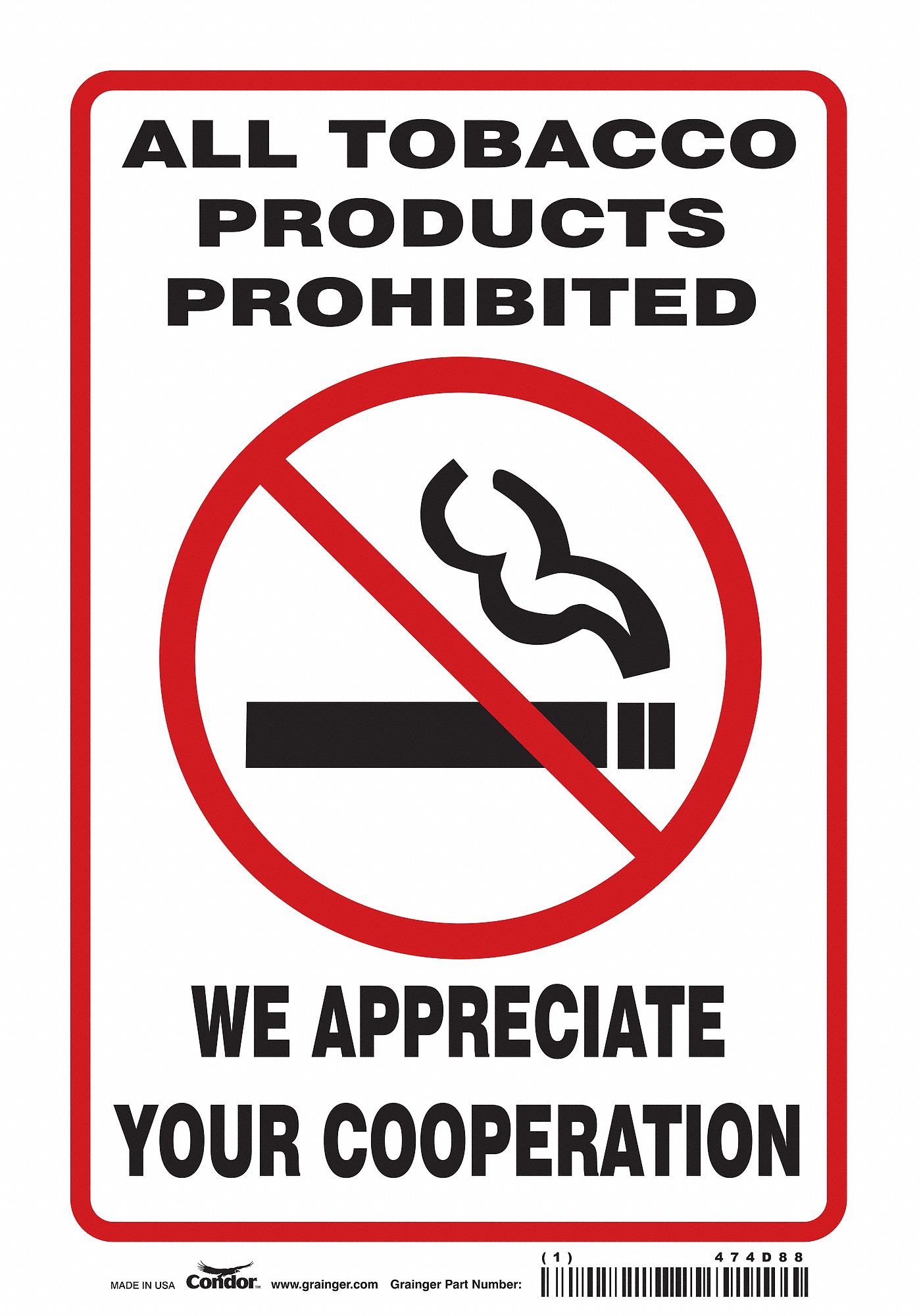 Vinyl, Adhesive Sign Mounting, Safety Sign - 474D88|474D88 - Grainger