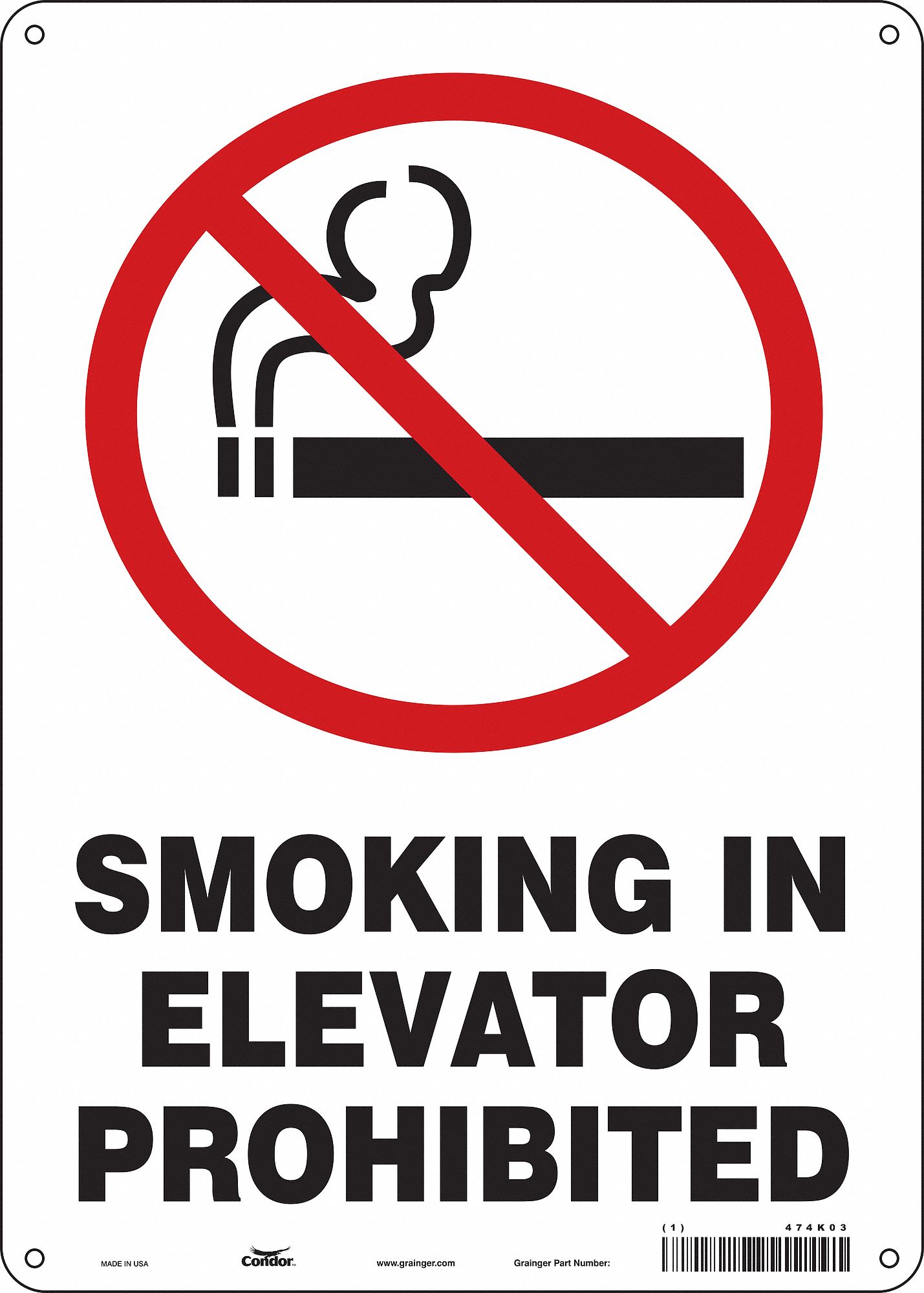 Polyethylene, Mounting Holes Sign Mounting, Safety Sign - 474K03|474K03 ...