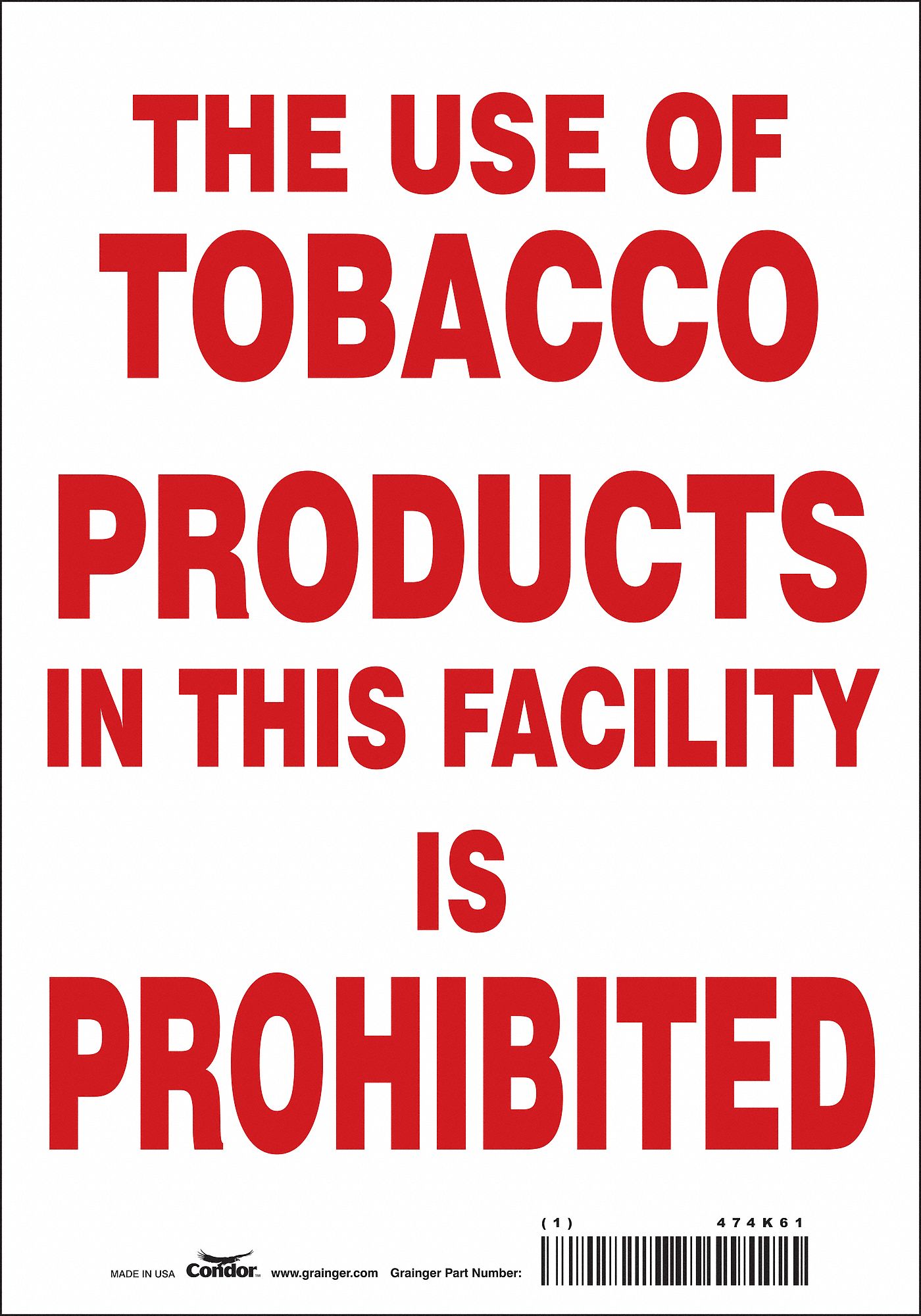 Vinyl, Adhesive Sign Mounting, Safety Sign - 474K61|474K61 - Grainger