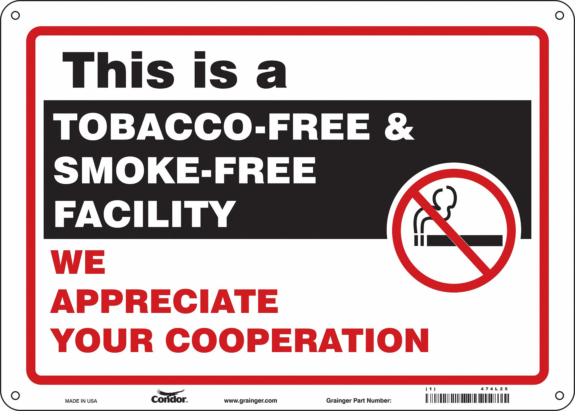 Polyethylene, Mounting Holes Sign Mounting, Safety Sign - 474L25|474L25 ...