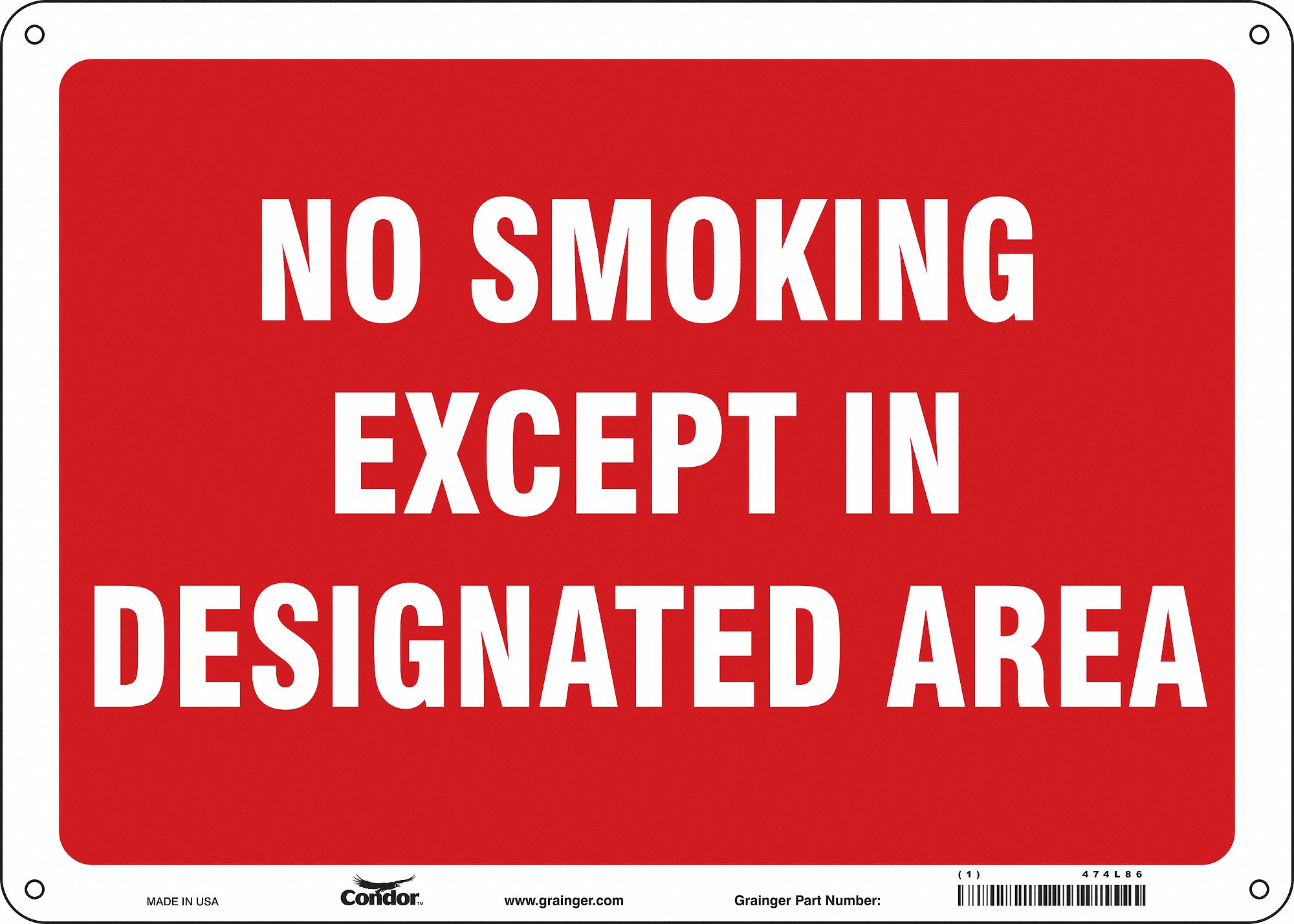 Polyethylene, Mounting Holes Sign Mounting, Safety Sign - 474L86|474L86 ...