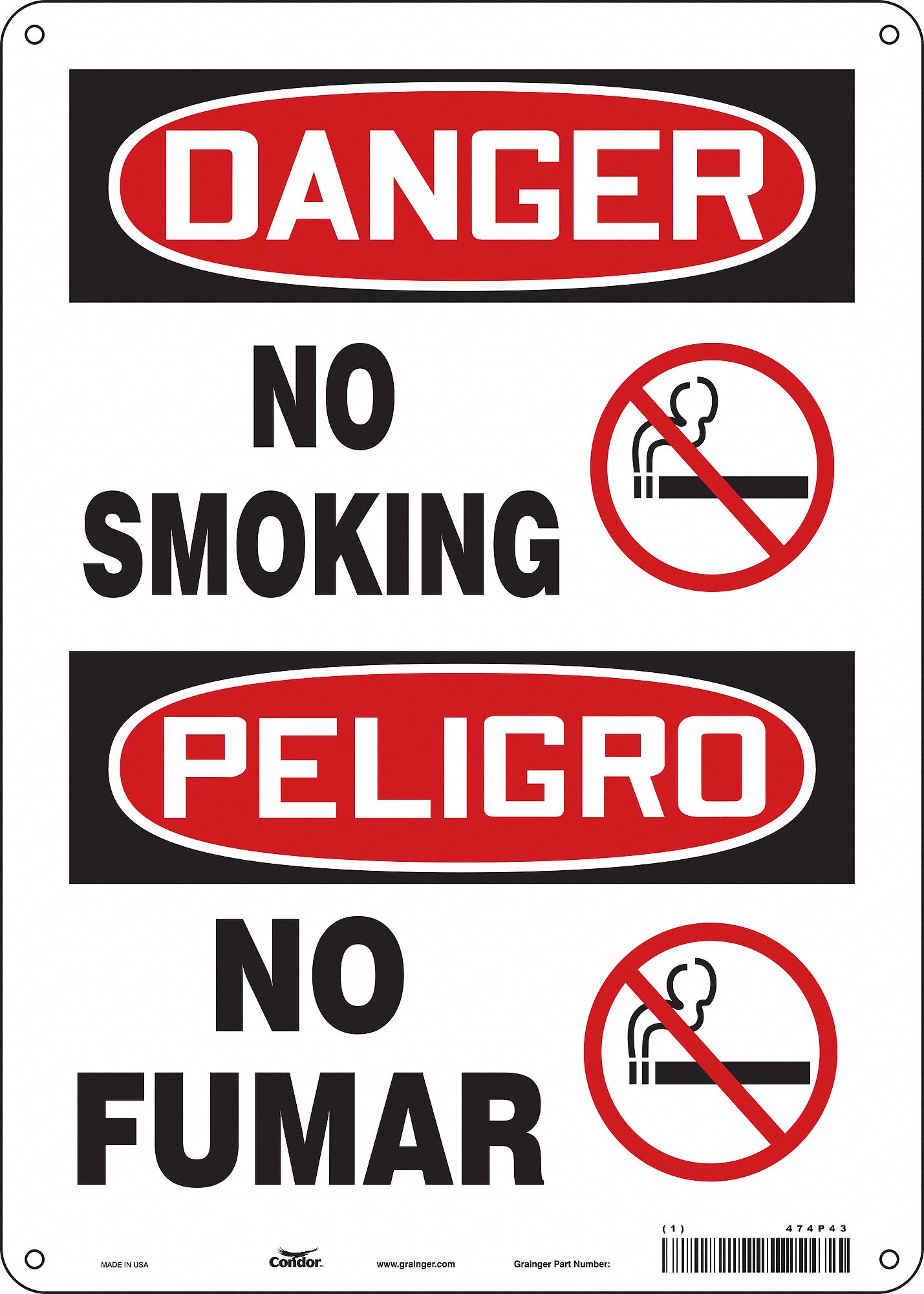 CONDOR Letrero de Seguridad,Plástico,14" Alt - Señalamientos de ...