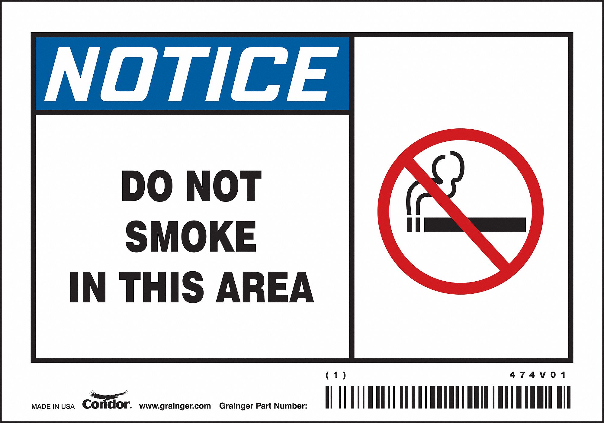Vinyl, Adhesive Sign Mounting, Safety Sign - 474V01|474V01 - Grainger