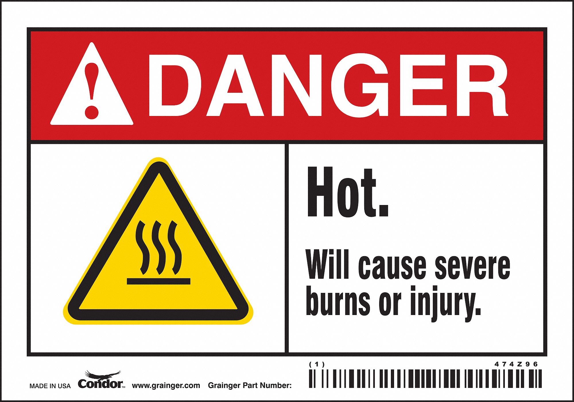 CONDOR Letrero de Peligro, Encabezado: Danger, Material Vinilo, Altura ...