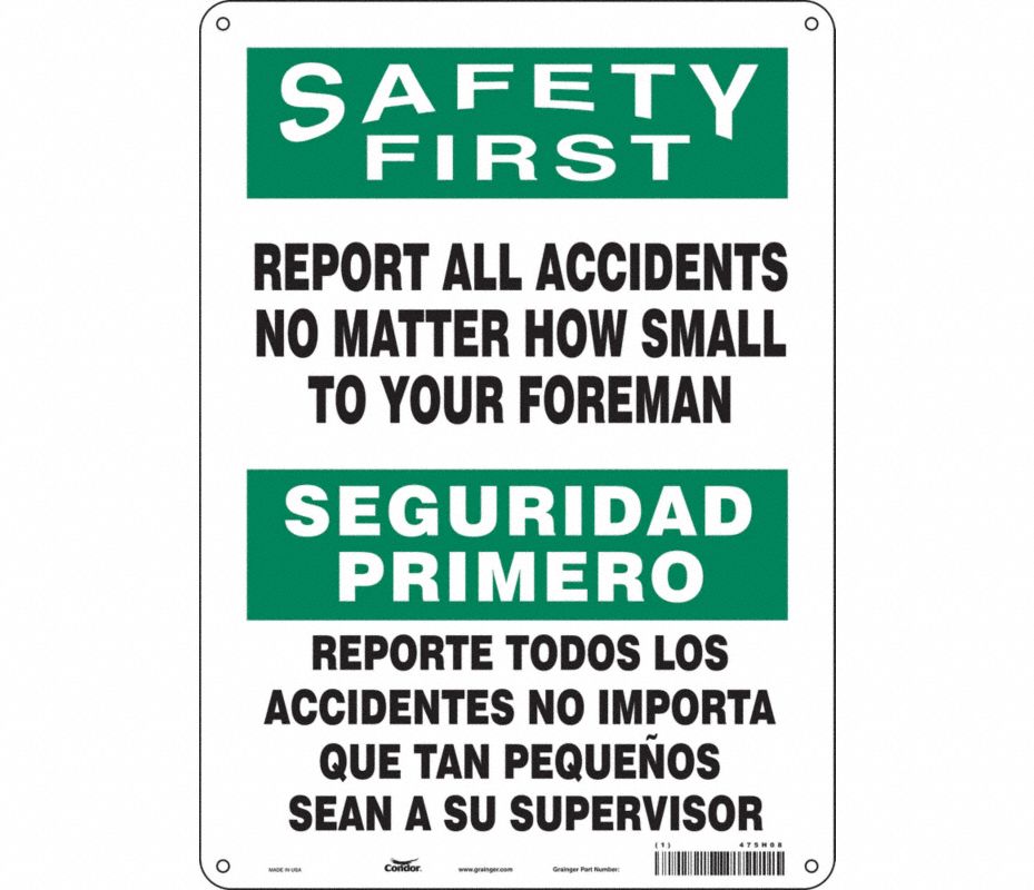 CONDOR Letrero de Seguridad, Encabezado: Safety First/Seguridad Primero ...