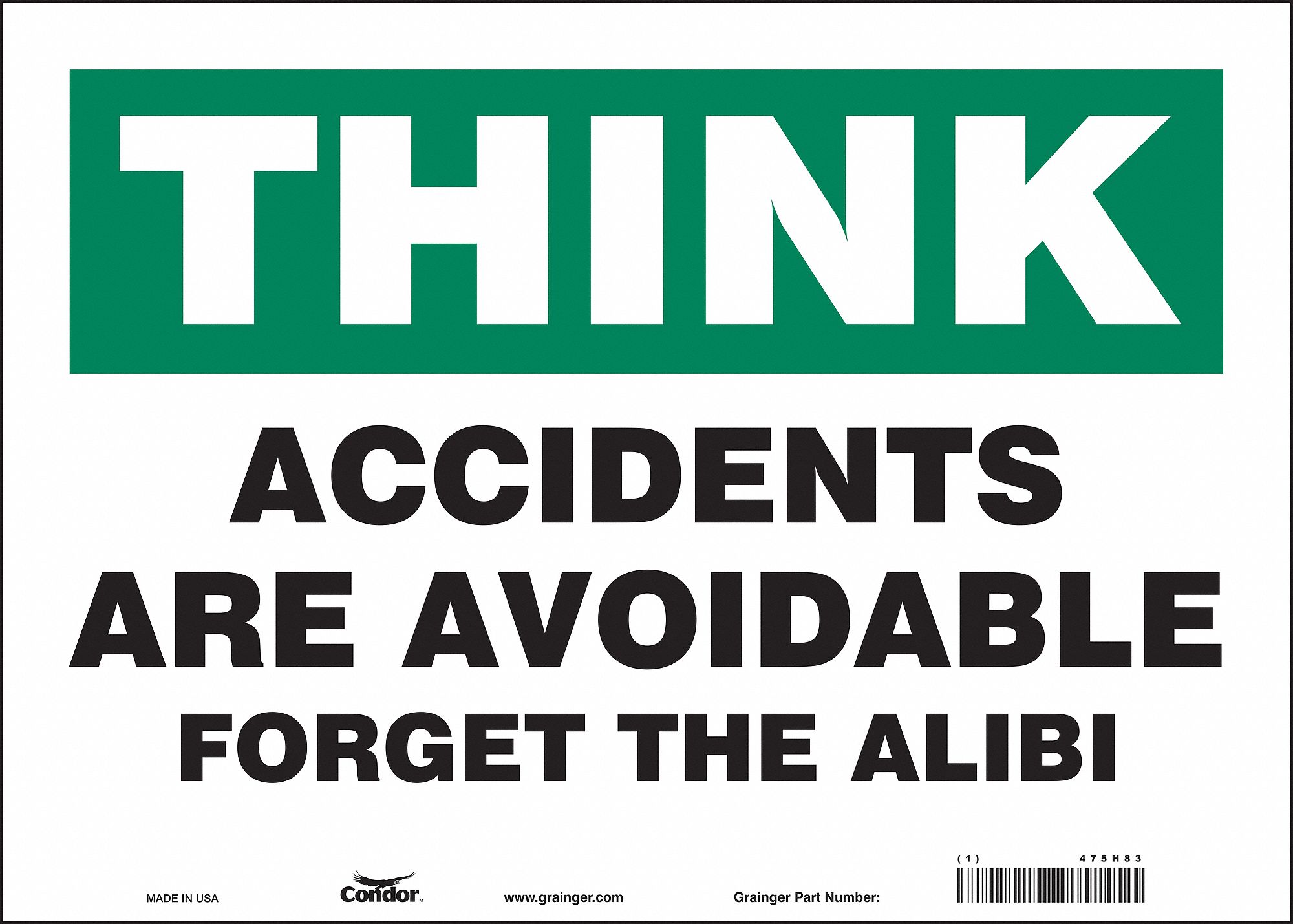 Vinyl, Adhesive Sign Mounting, Safety Sign - 475H83|475H83 - Grainger
