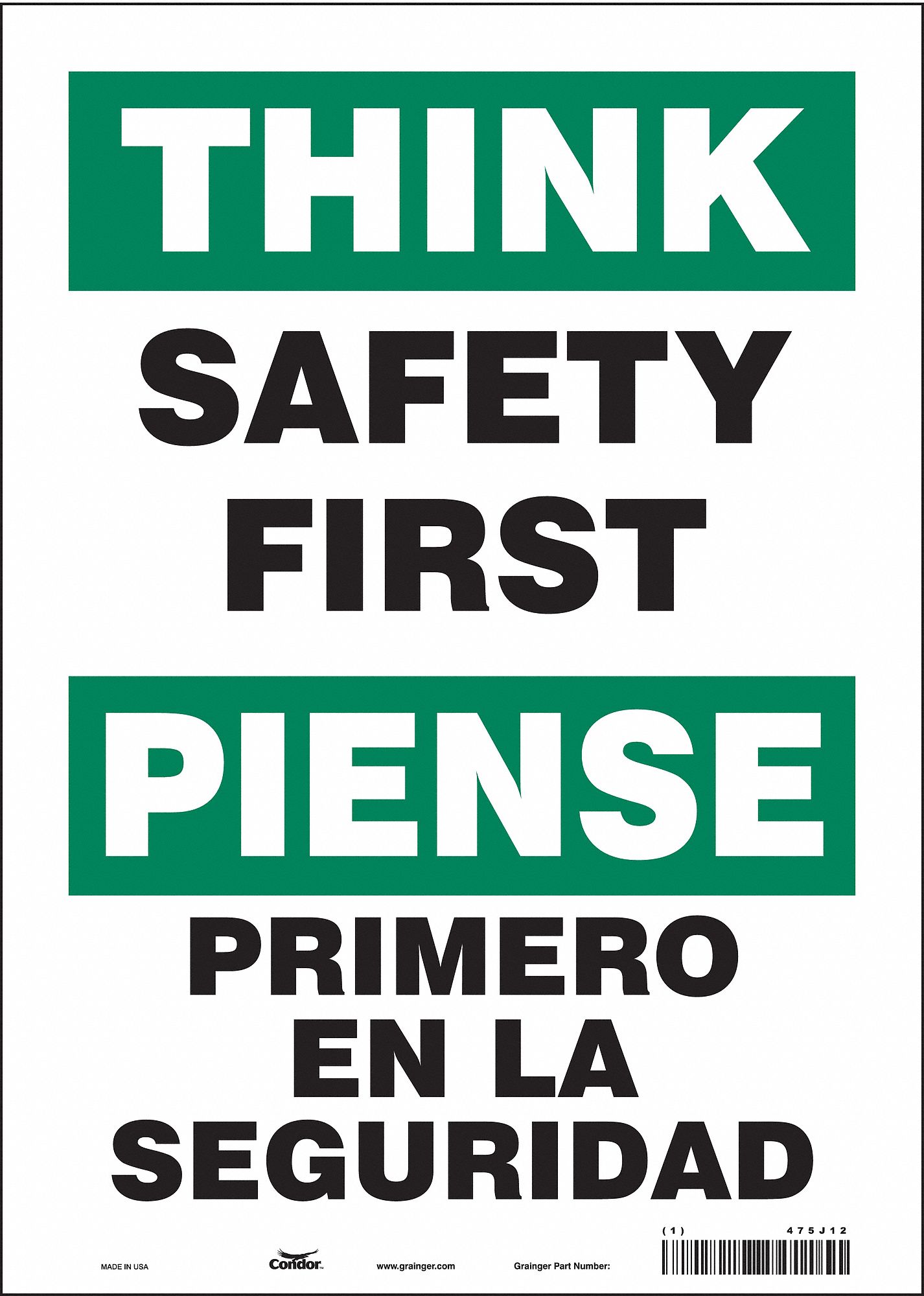 Vinyl, Adhesive Sign Mounting, Safety Sign - 475J12|475J12 - Grainger