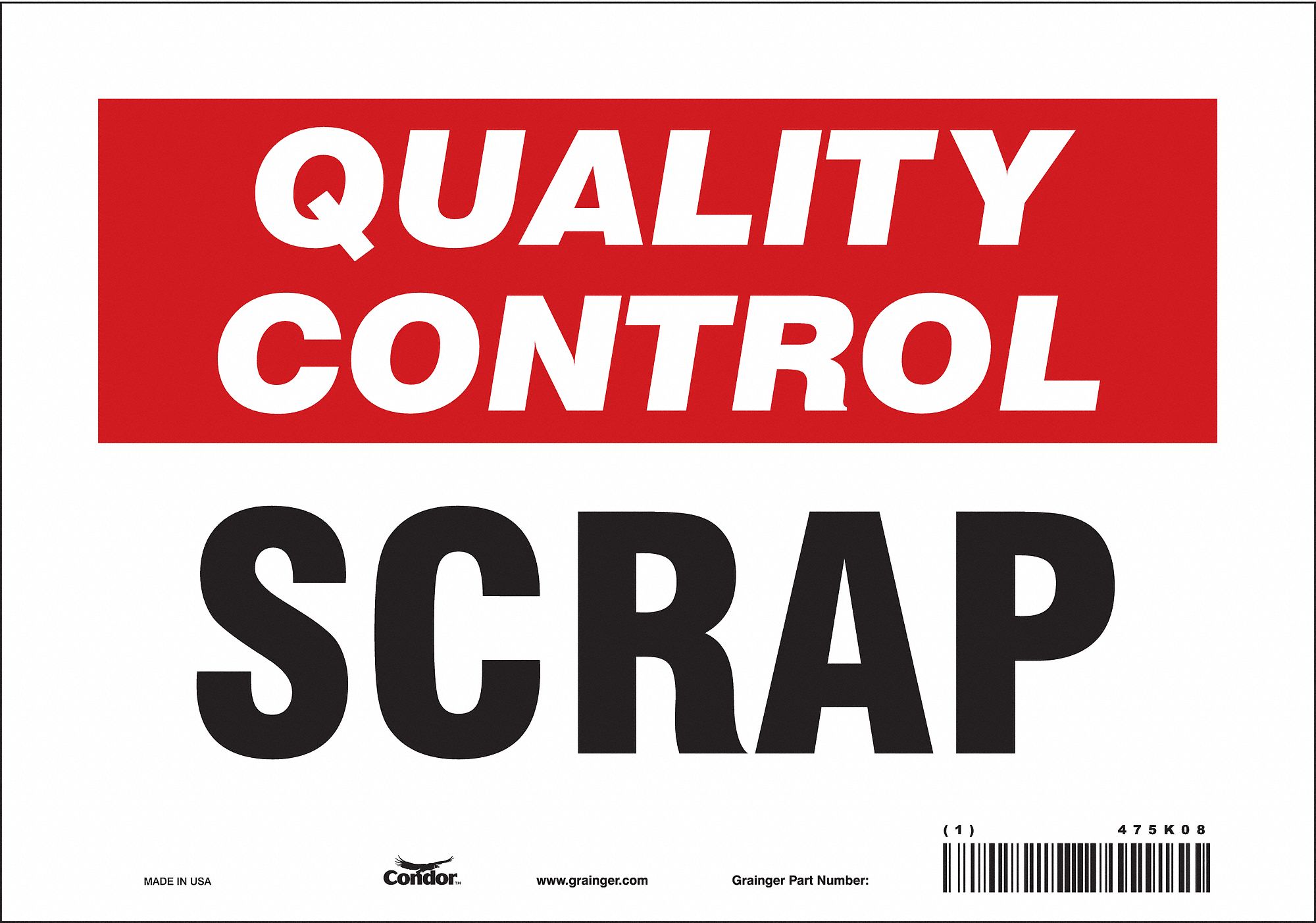Vinyl, Adhesive Sign Mounting, Safety Sign - 475K08|475K08 - Grainger