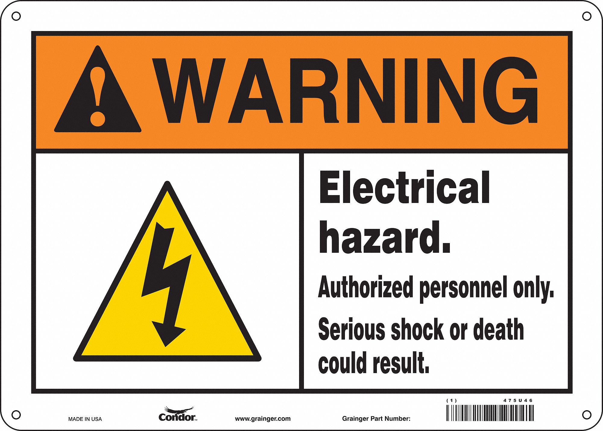 Aluminum, Mounting Holes Sign Mounting, Safety Sign - 475U46|475U46 ...