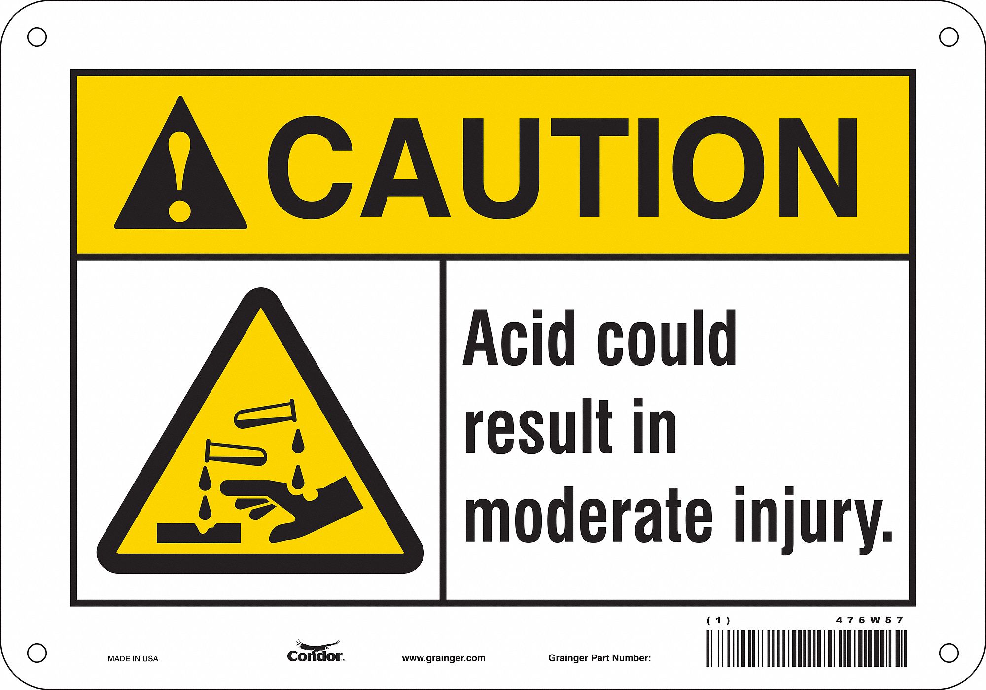 Polyethylene, Mounting Holes Sign Mounting, Safety Sign - 475W57|475W57 ...