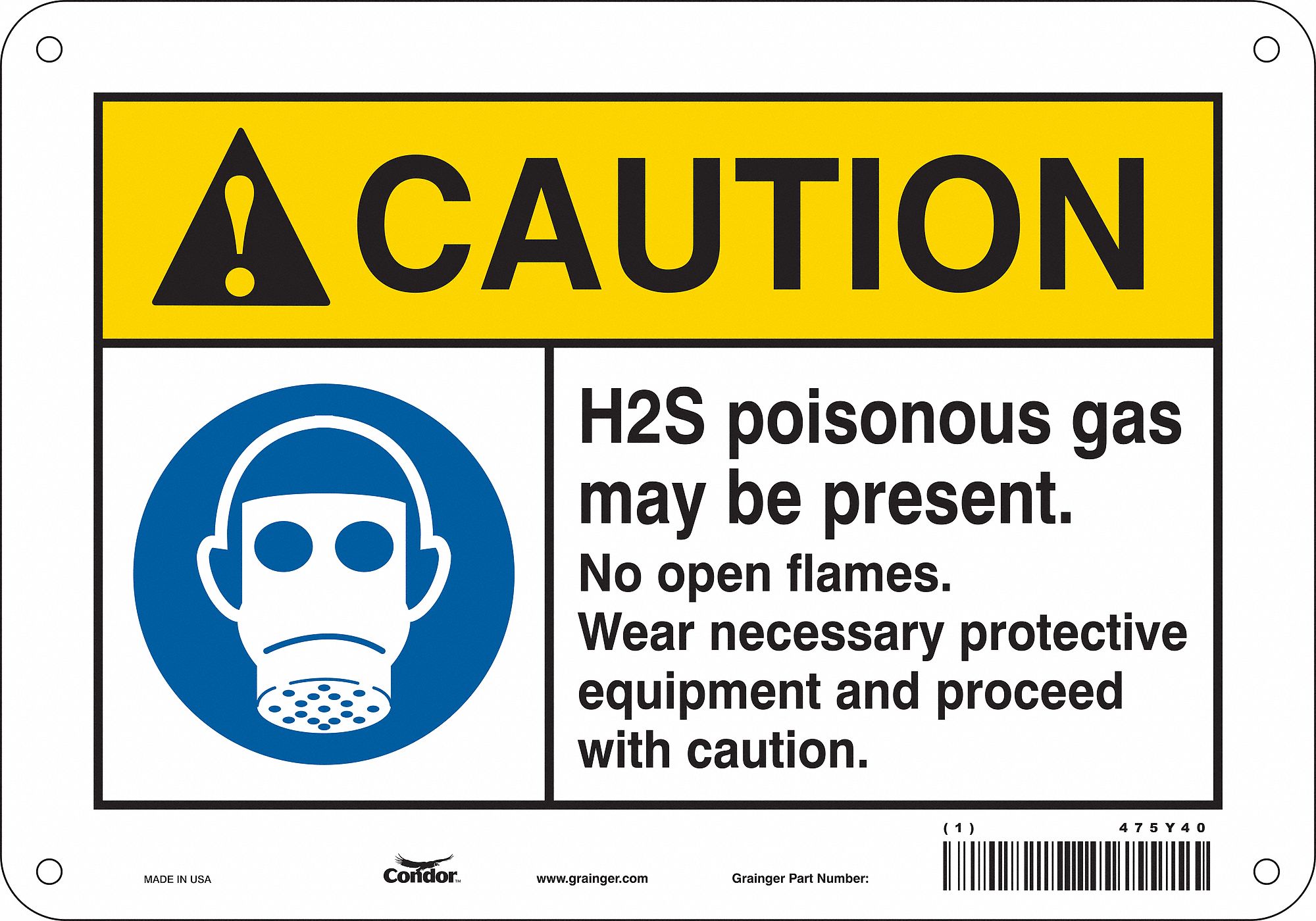 Aluminum, Mounting Holes Sign Mounting, Safety Sign - 475Y40|475Y40 ...