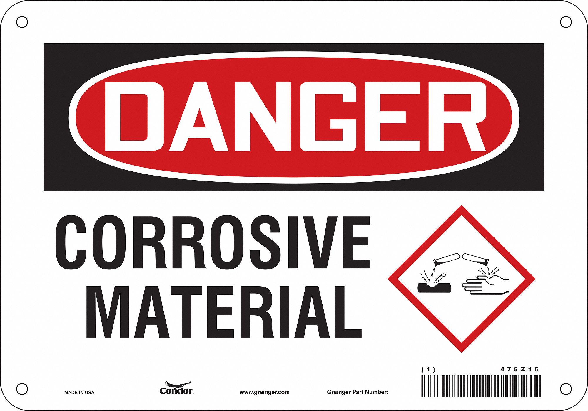 Polyethylene, Mounting Holes Sign Mounting, Safety Sign - 475Z15|475Z15 ...